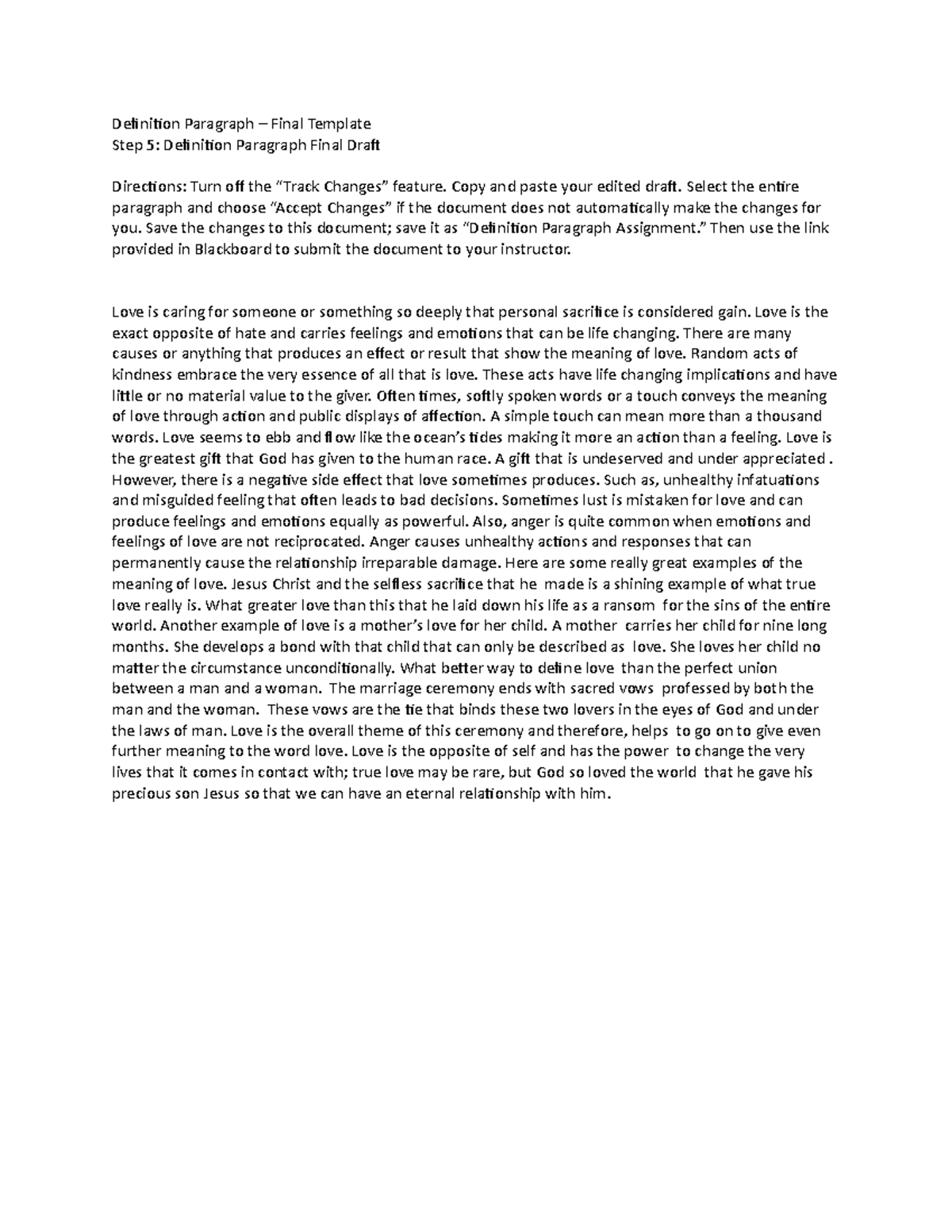 Definition Paragraph Final Week 3 - Definition Paragraph – Final ...