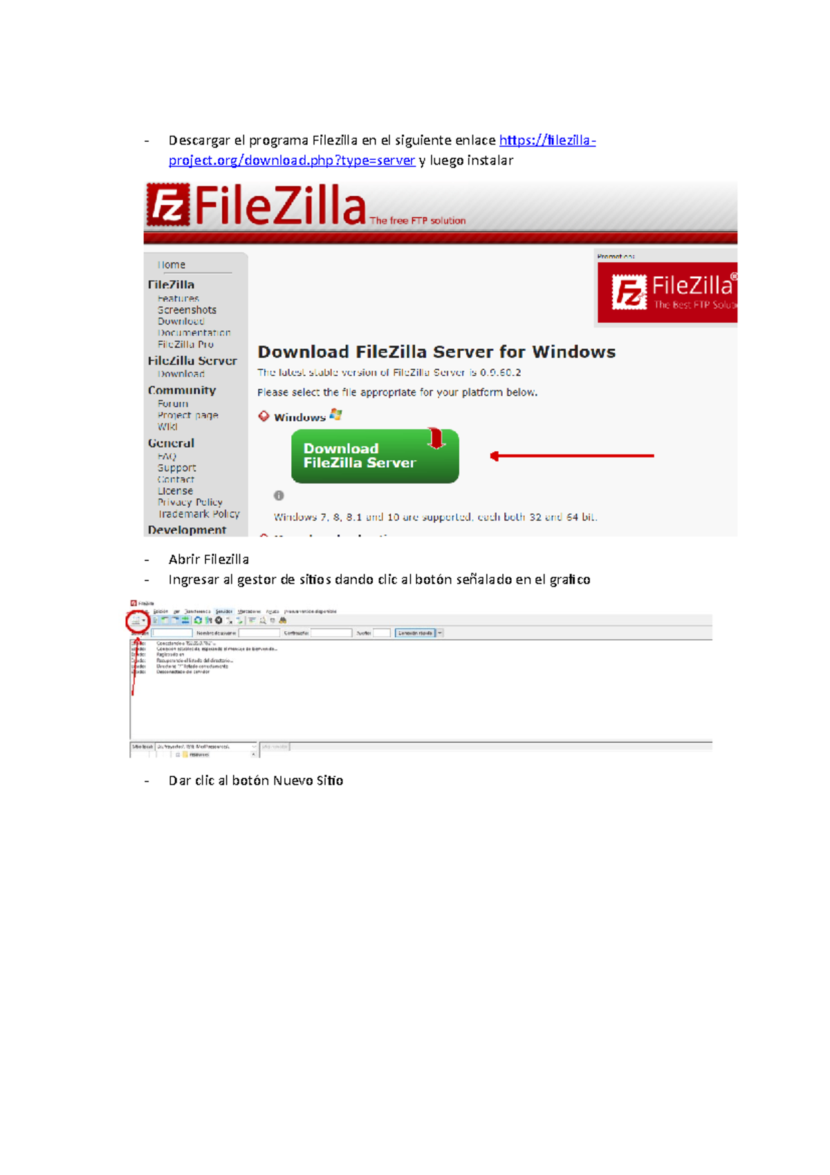 Guia basica de instalacion y uso filezilla - Descargar el programa Filezilla en el siguiente ...