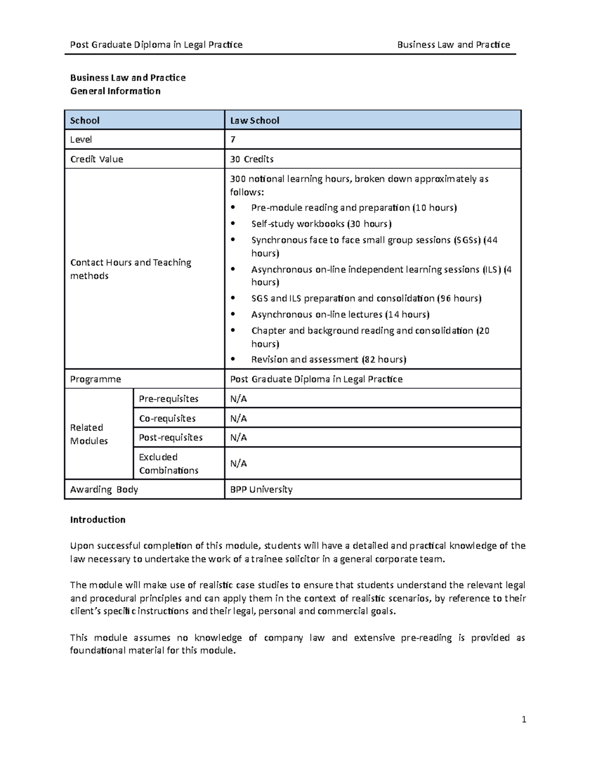 Module outline - Matt Roden - Business Law and Practice General ...