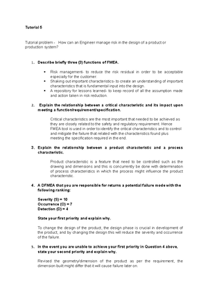 Tutorial 6 (Design For Manufacture and Assembly) 2022 - The University ...