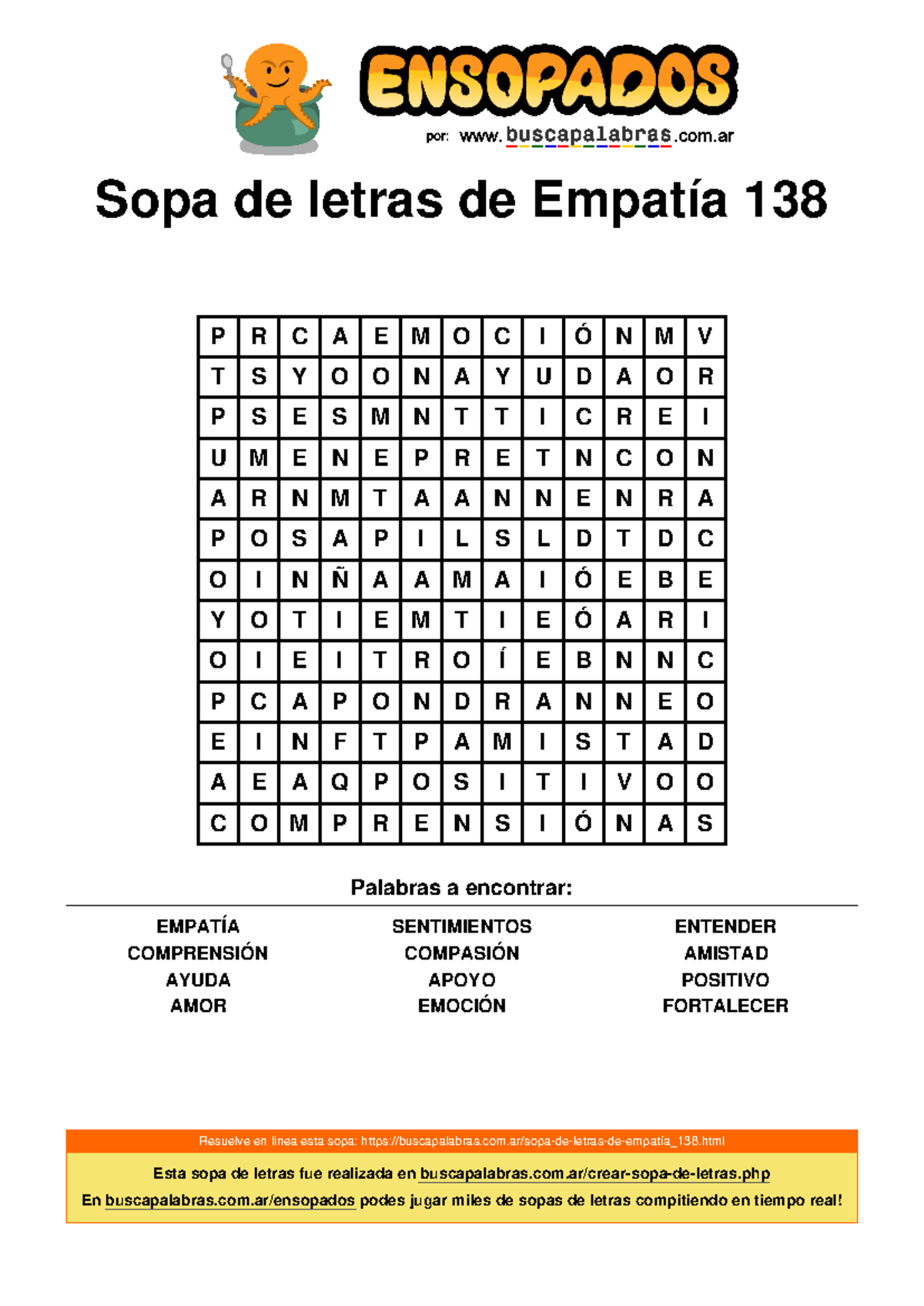 Sopa-de-letras-de-empatía 138 - Sopa de letras de Empatía 138 P R C A E ...