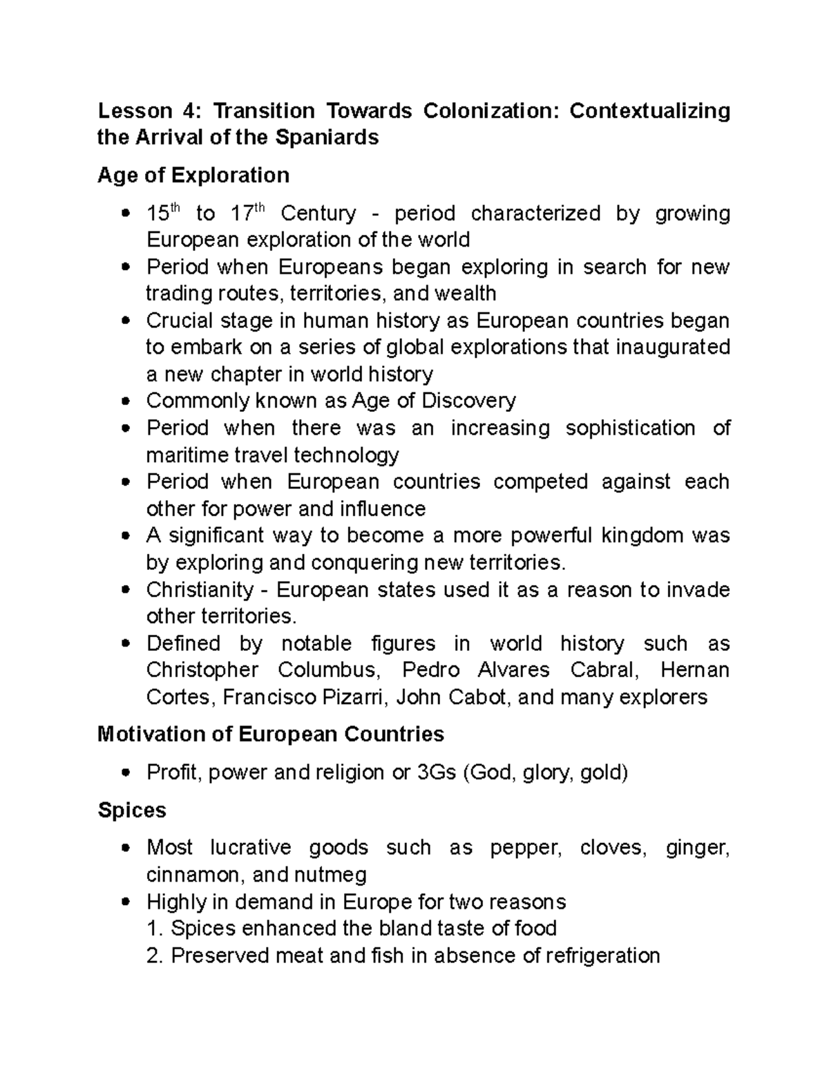GEN 004 Lesson 4 - Lesson 4: Transition Towards Colonization ...