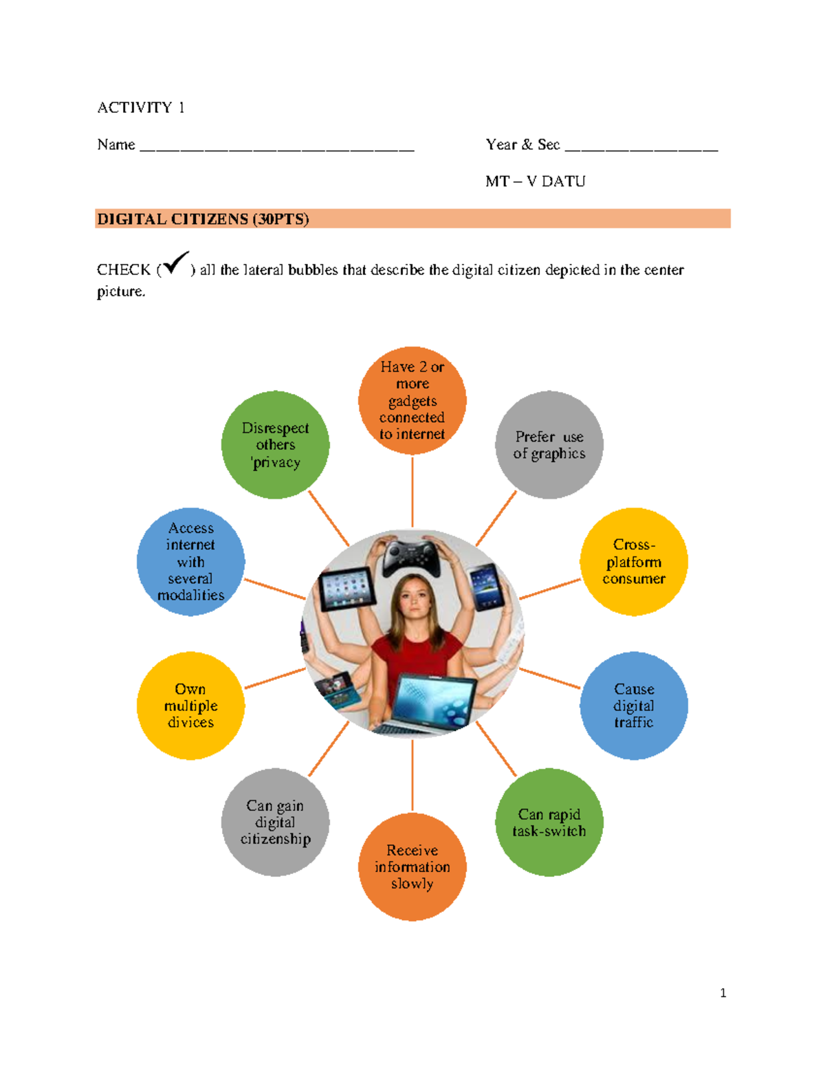 Activity 1 - 1 ACTIVITY 1 Name __________________________________ Year ...