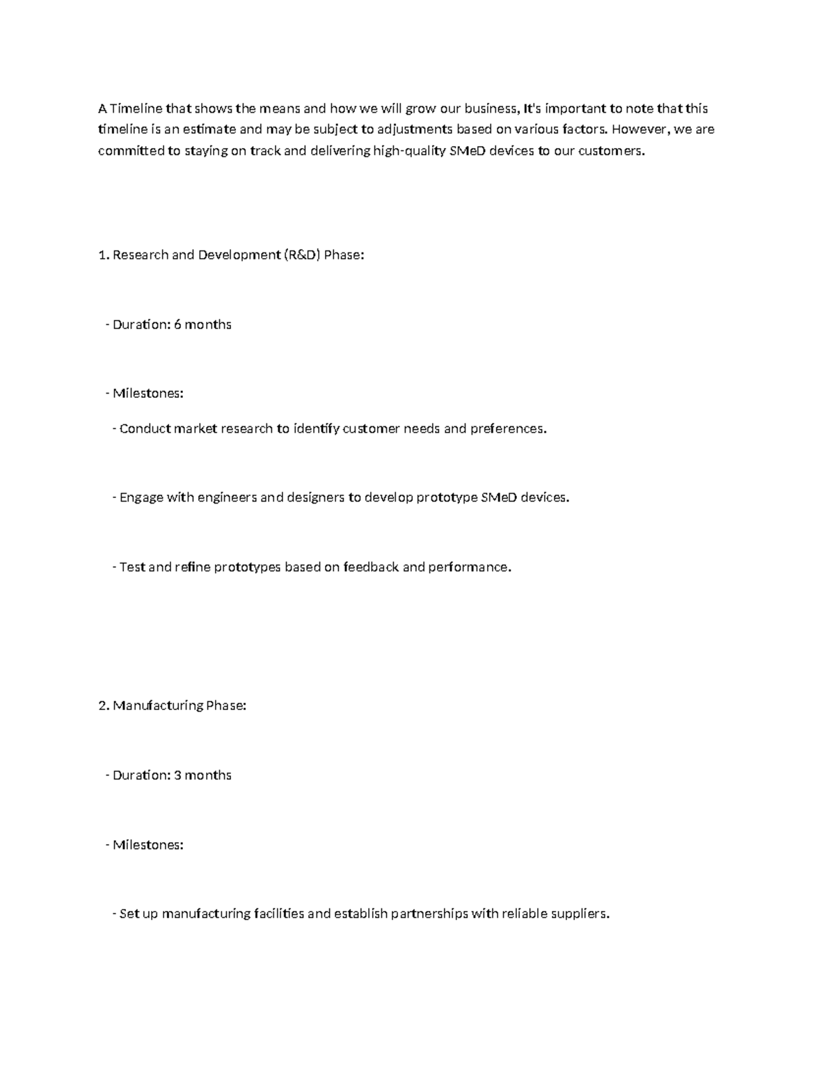Ending part of project - A Timeline that shows the means and how we ...