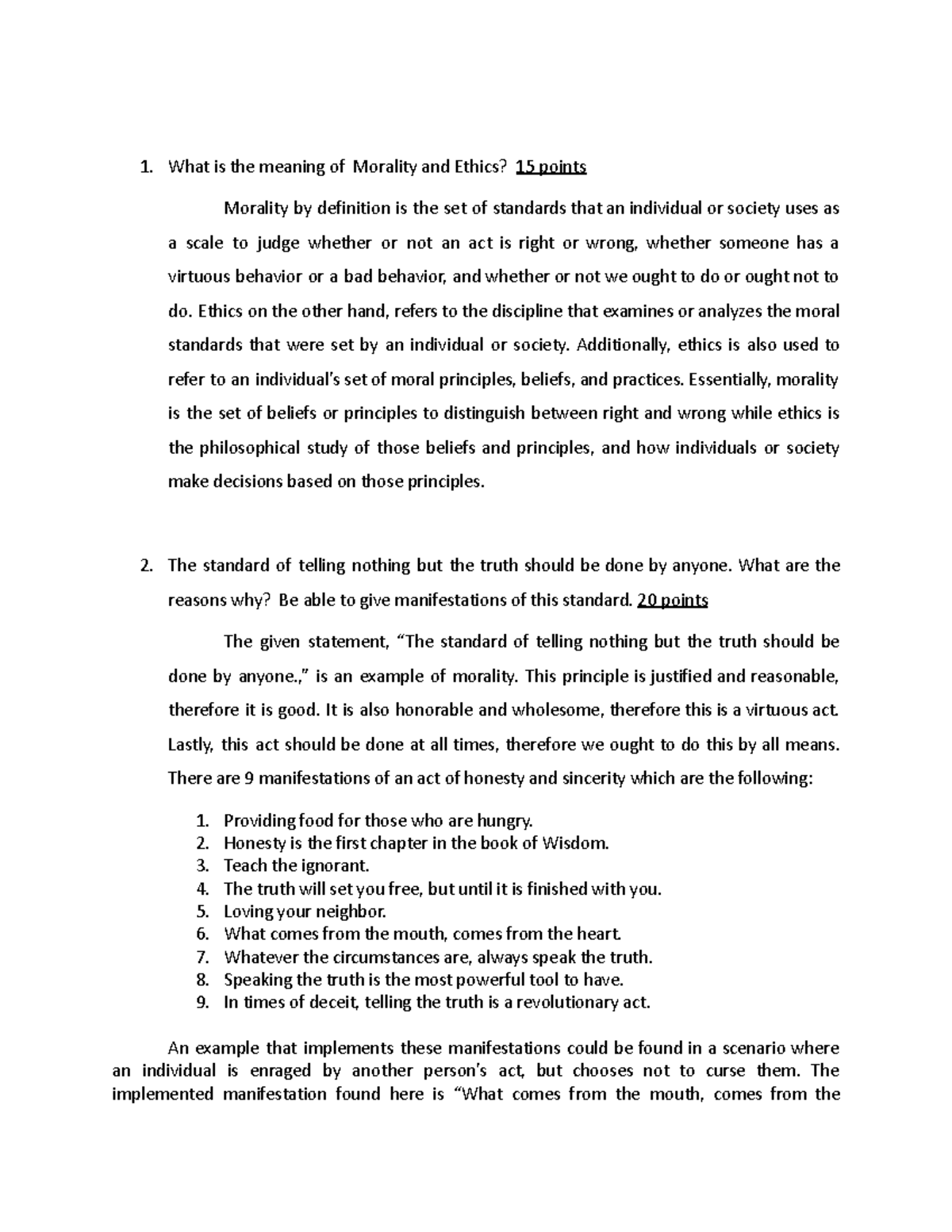 Ethics Module 1 Discussion 1 Output - What is the meaning of Morality ...