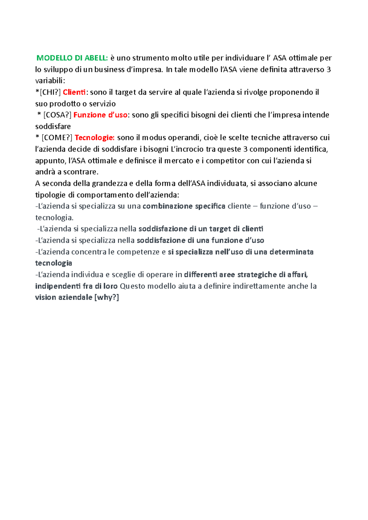 Modello di Abell - MODELLO DI ABELL: è uno strumento molto utile per ...