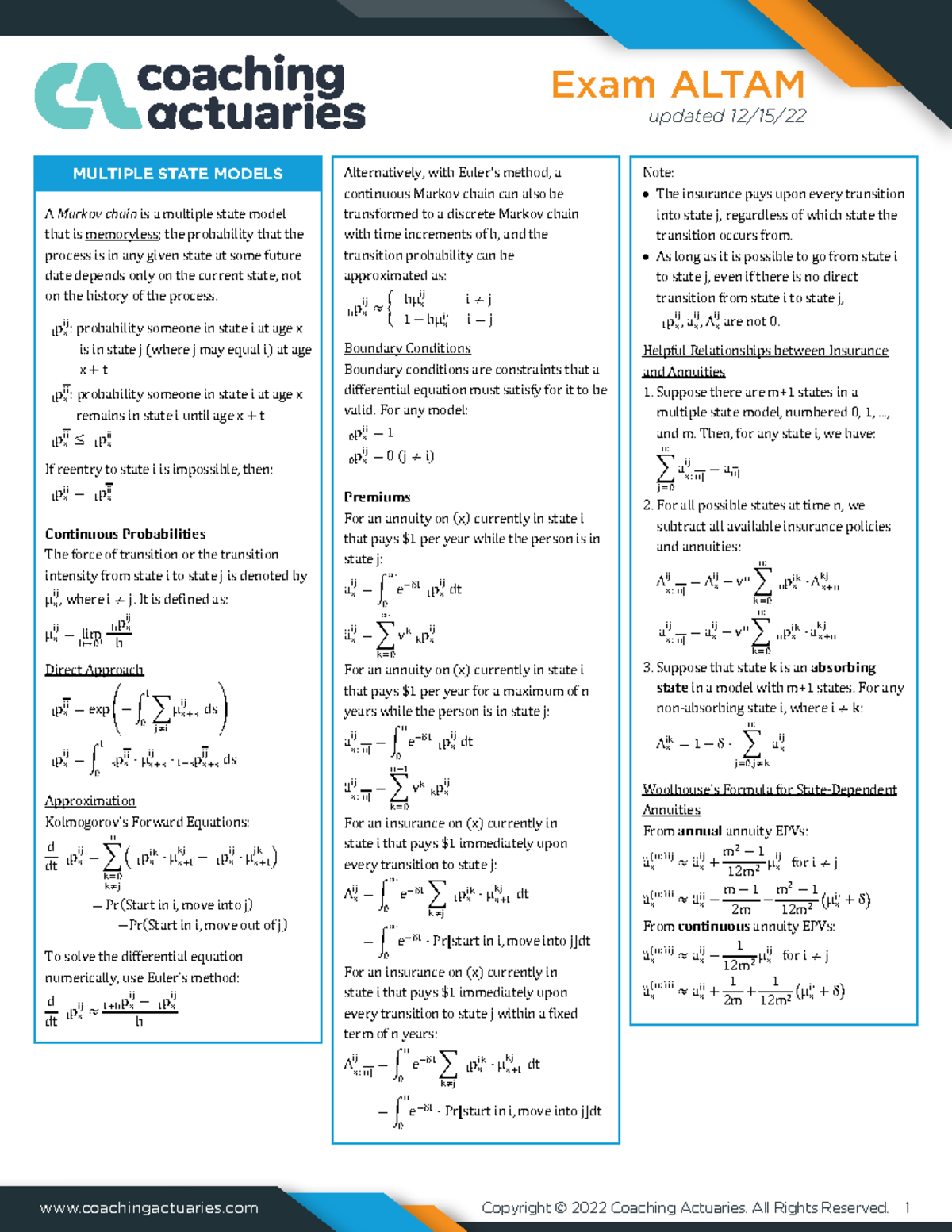 Exam ALTAM: Multiple State Models - Studocu