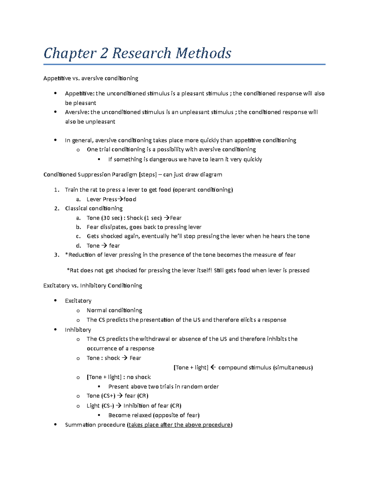 Lecture notes - Chapter 2 - Research Methods - Chapter 2 Research ...