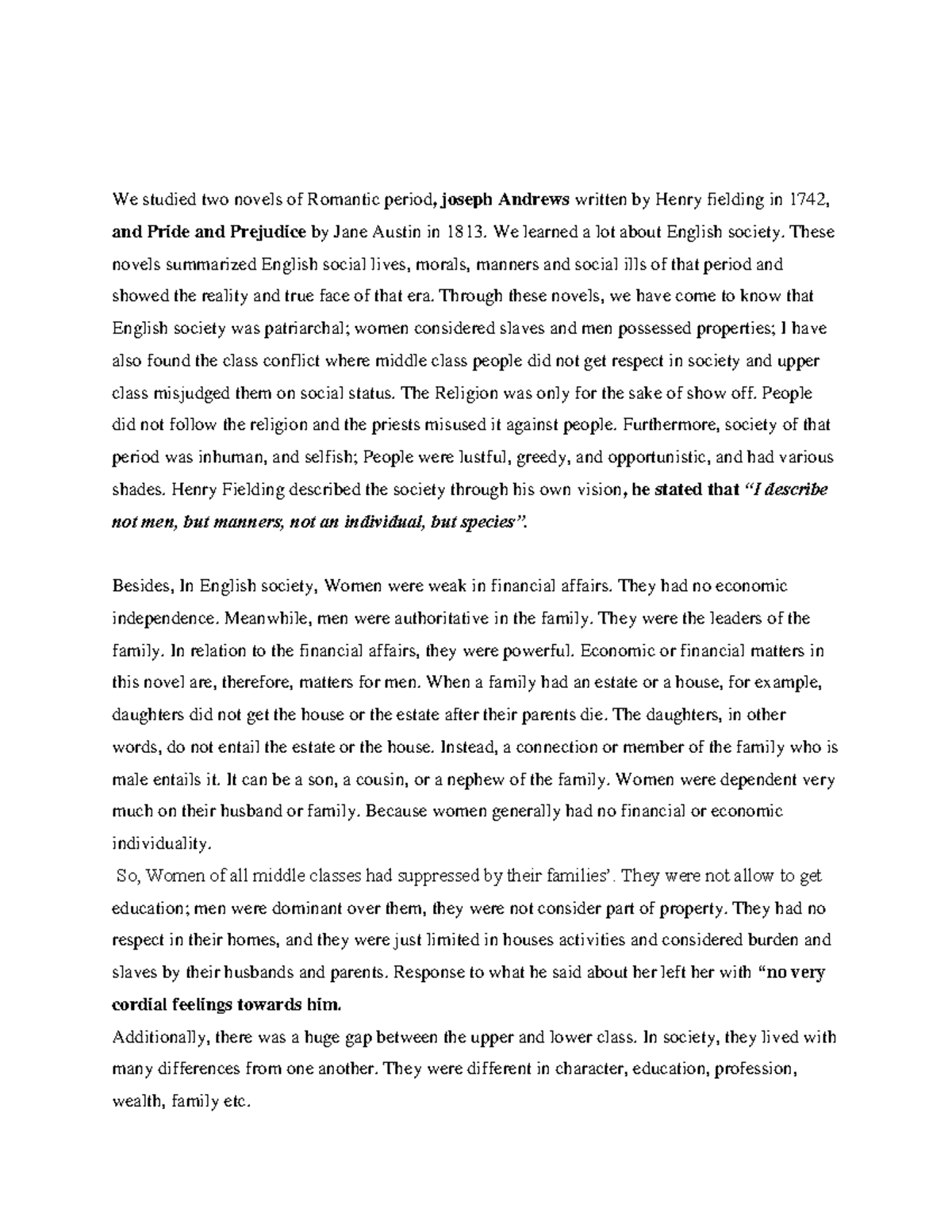 Ali's Major Assignment Novel - We studied two novels of Romantic period ...