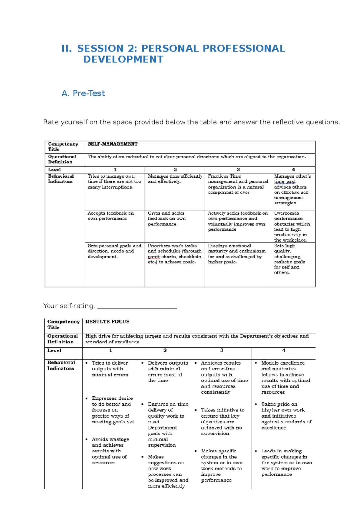Module 2 Pre-Test - BEED - II. SESSION 2: PERSONAL PROFESSIONAL ...