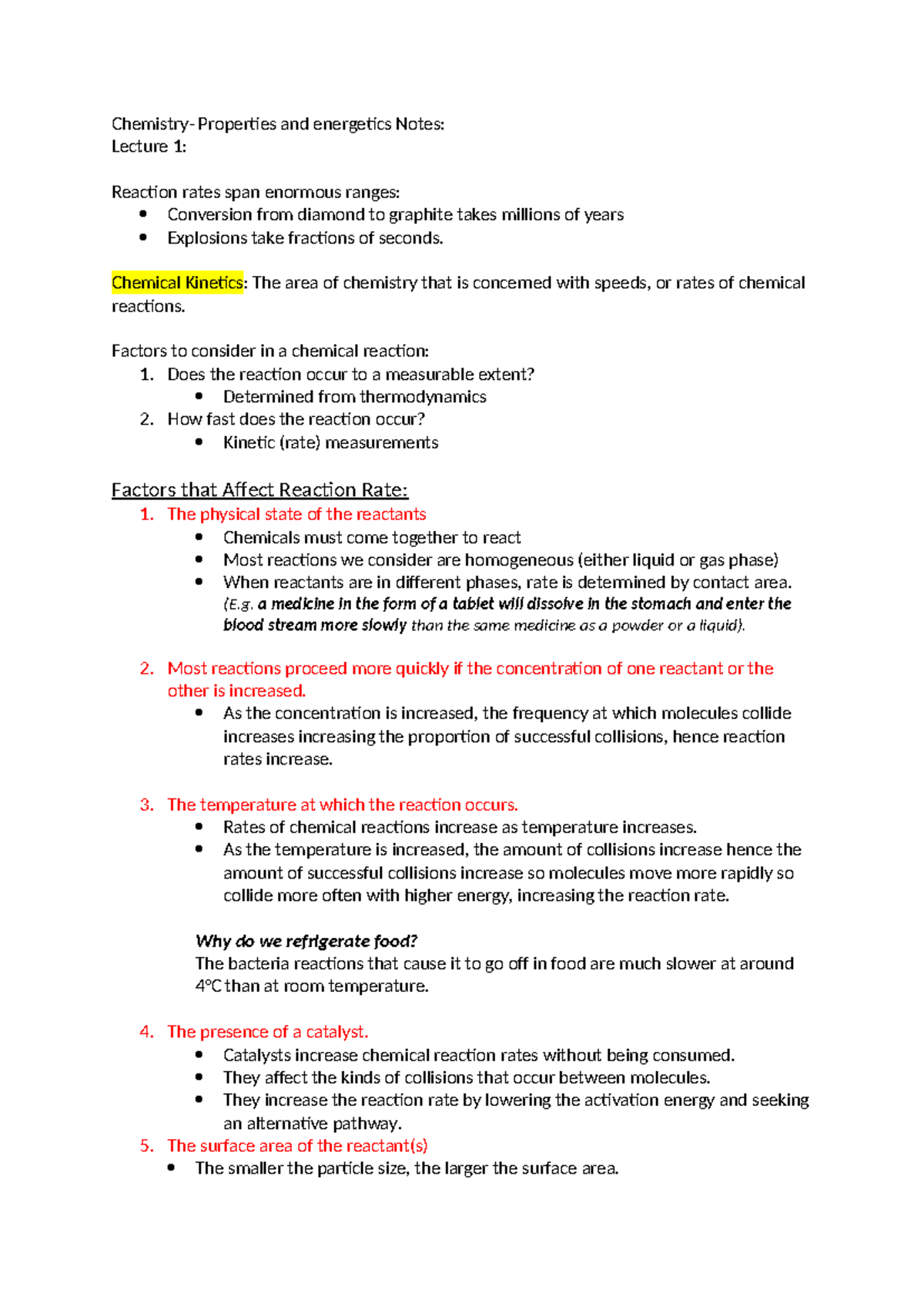 Chemistry Notes Week 1 - Chemistry- Properties and energetics Notes ...