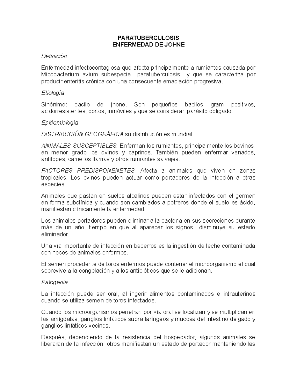 Paratuberculosis: Enfermedad de Johne - PARATUBERCULOSIS ENFERMEDAD DE ...