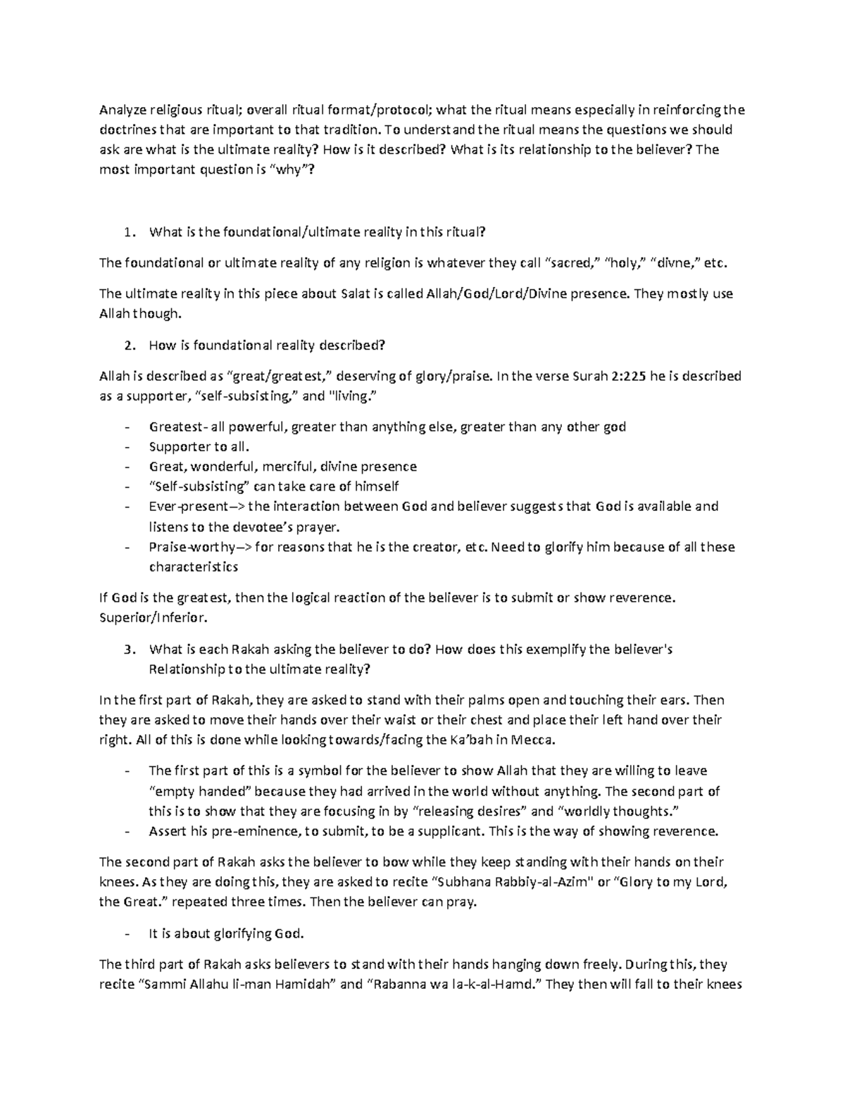 Religion Case Study- Ritual - Analyze religious ritual; overall ritual ...