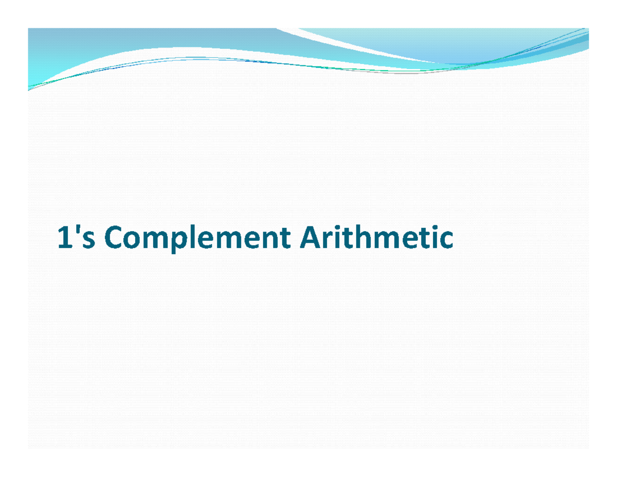 Mcact 102 Digital Logic ONE S Complement Arithmetic Incremental mcact-102-digital-logic-one-s-complement-arithmetic-incremental