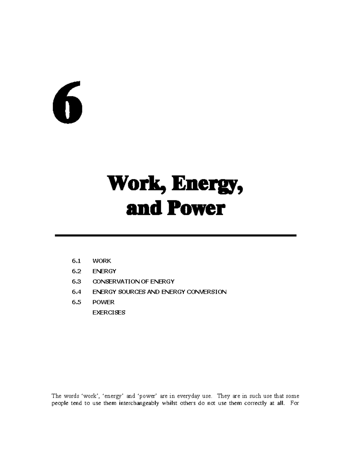 Mechanics Lecture 6 - Notes on Work, Energy and Power - 6 Work, Energy ...
