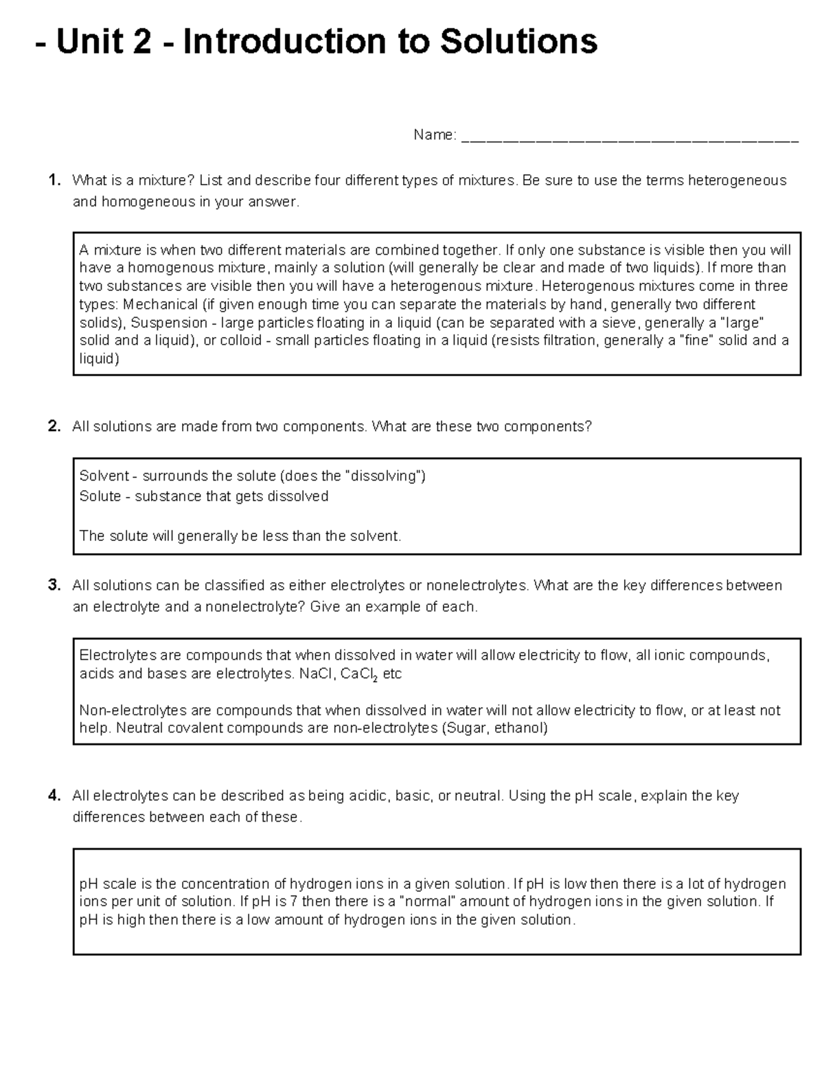 Ntroduction to Solutions Answers - Unit 2 - Introduction to Solutions ...