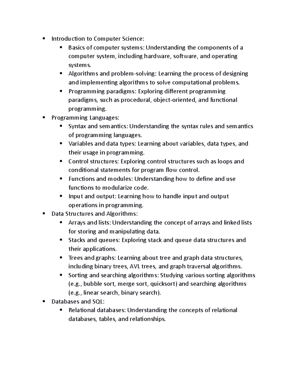 Computer Science Rubric - Introduction to Computer Science: Basics of ...