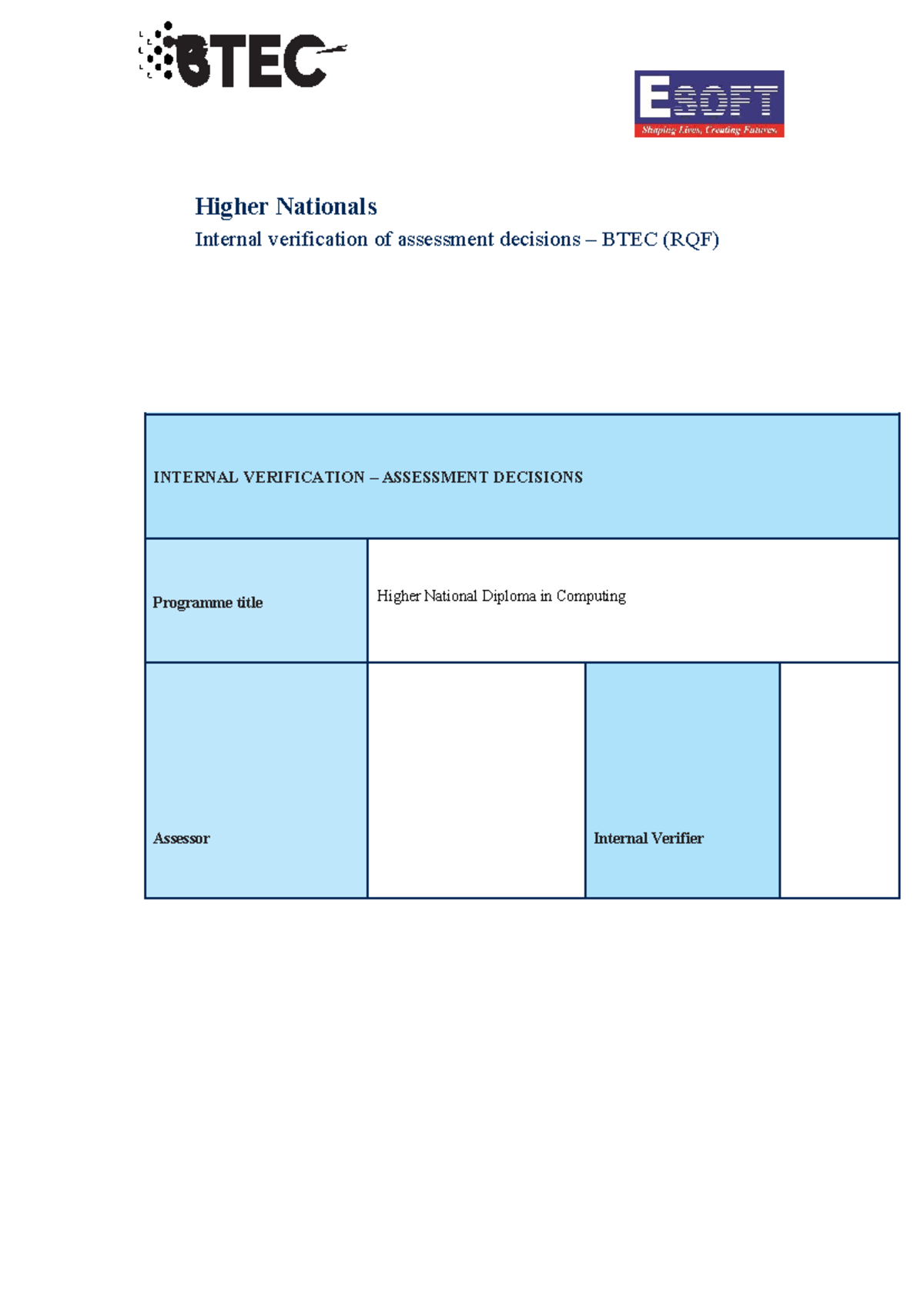 Munshif Programming Assignment Higher Nationals Internal Verification Of Assessment Decisions