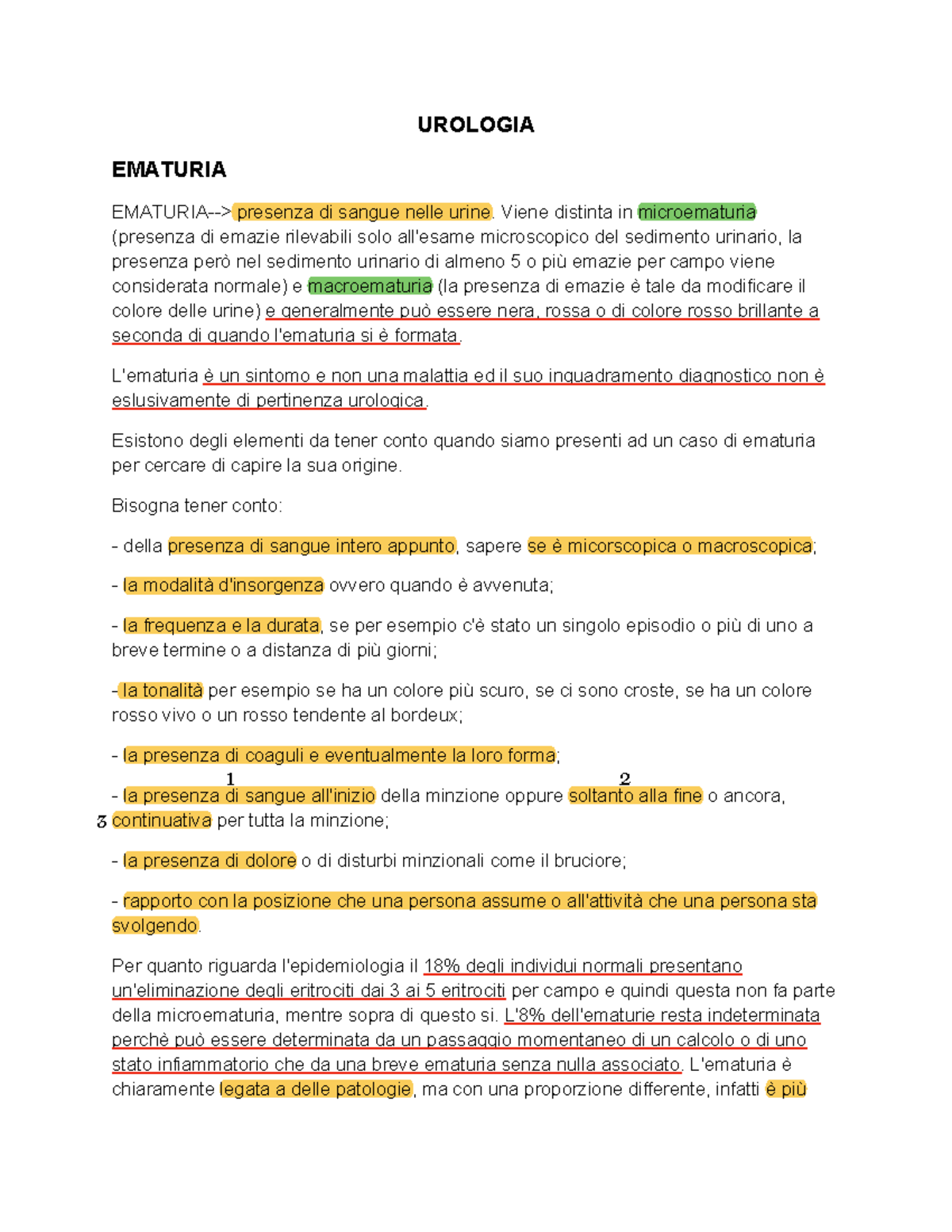 Ematuria - UROLOGIA EMATURIA EMATURIA-> presenza di sangue nelle urine ...