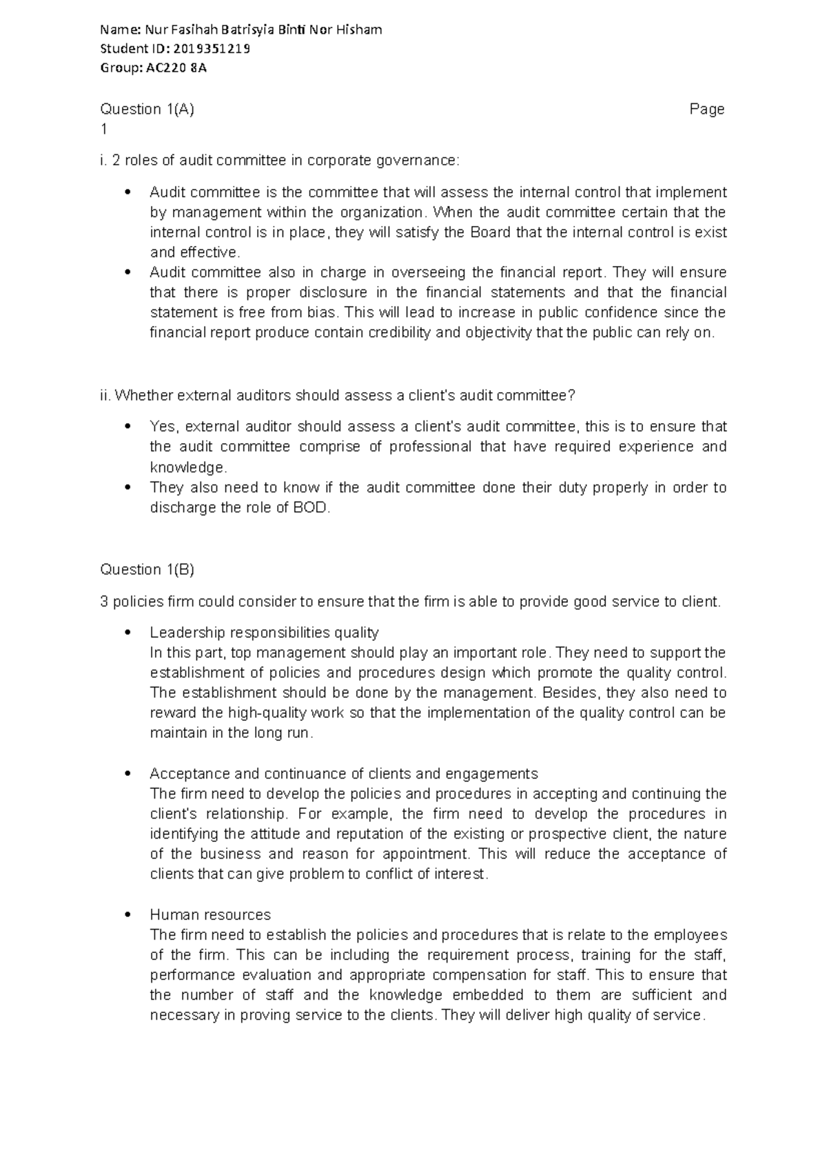 TEST AUD689 oct - feb22 - Student ID: 2019351219 Group: AC220 8A ...
