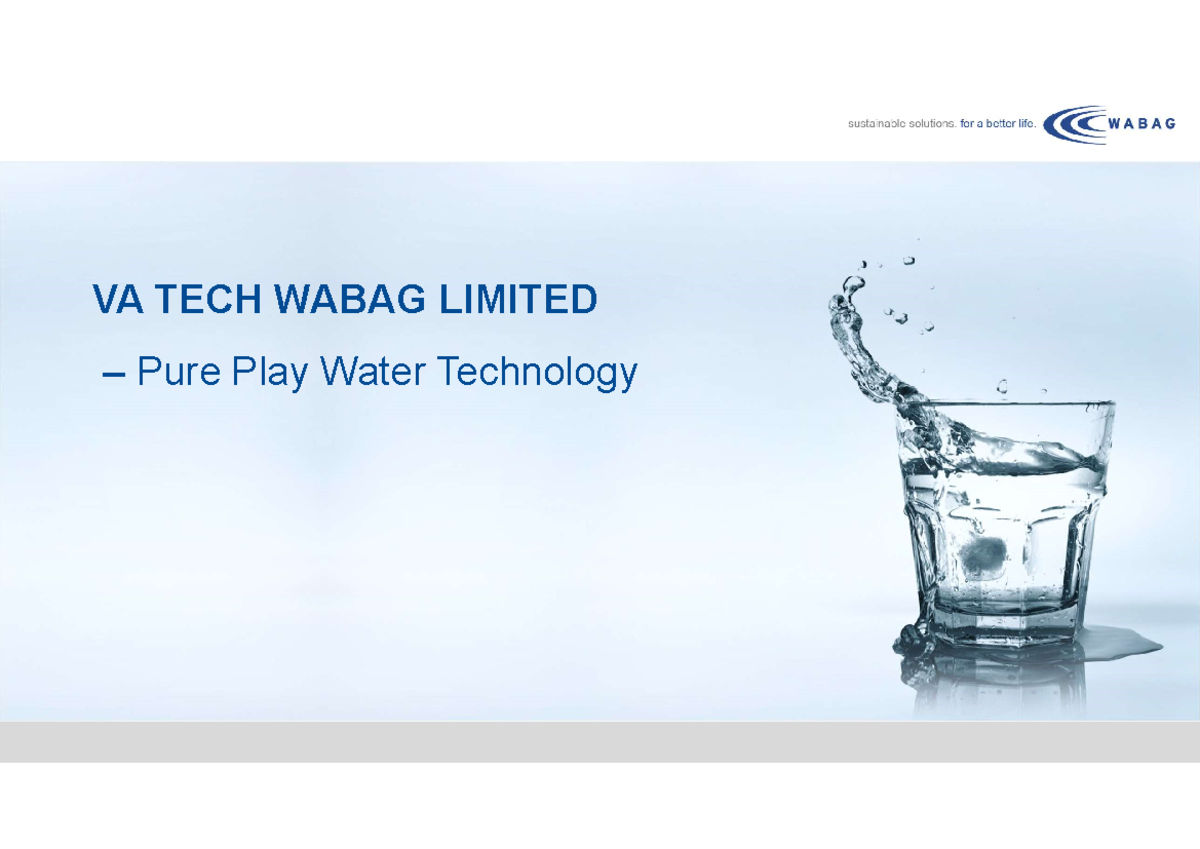 Wabag Corporate - VA TECH WABAG LIMITED Pure Play Water Technology WHO ...