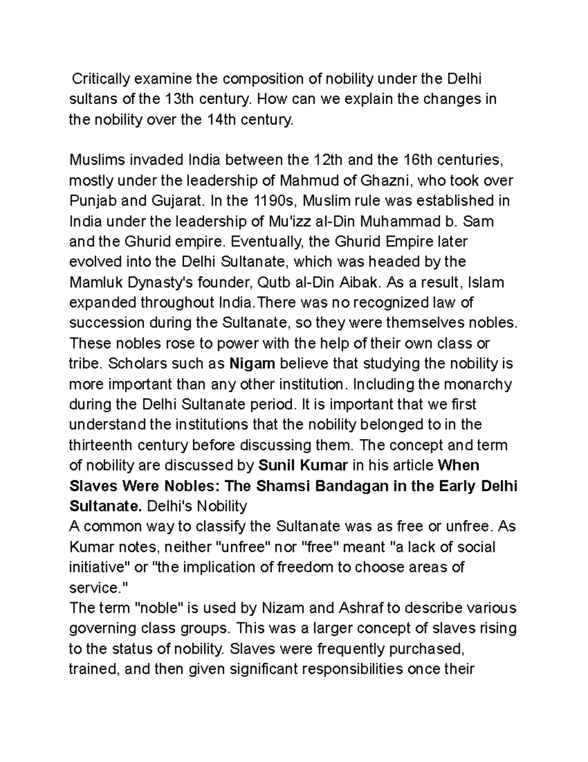 History of india 3 assign - Critically examine the composition of ...
