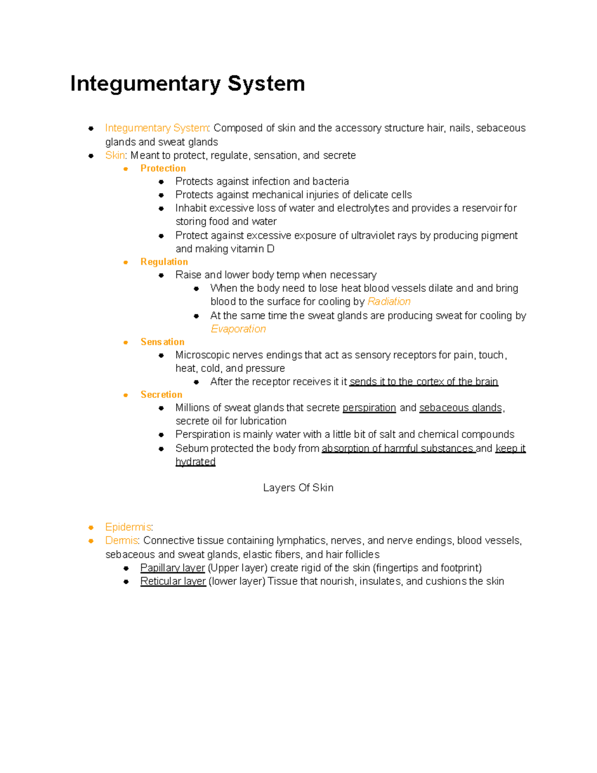 Chapter 5 - Integumentary System Integumentary System: Composed of skin ...