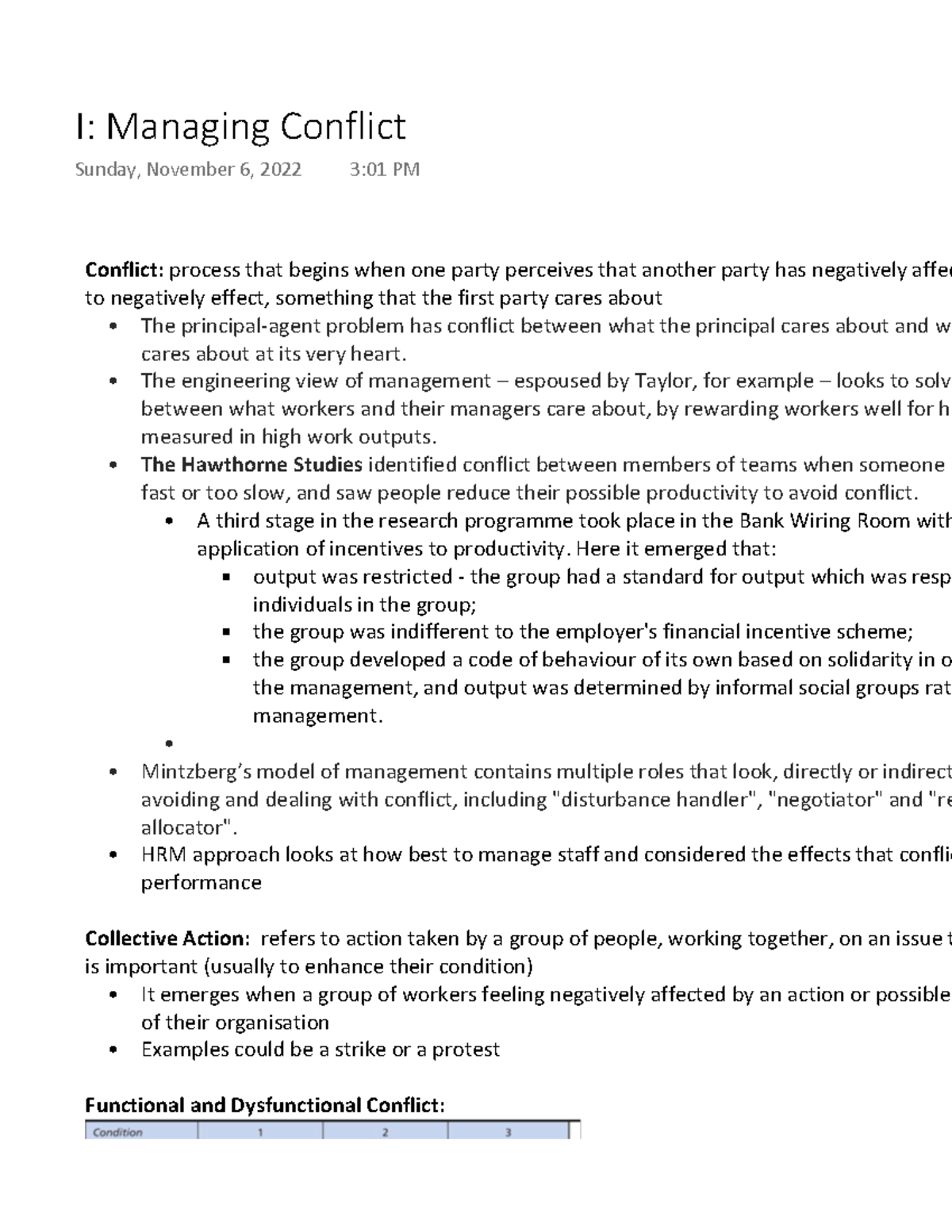 I Managing Conflict - notes on chapter - Conflict: process that begins ...