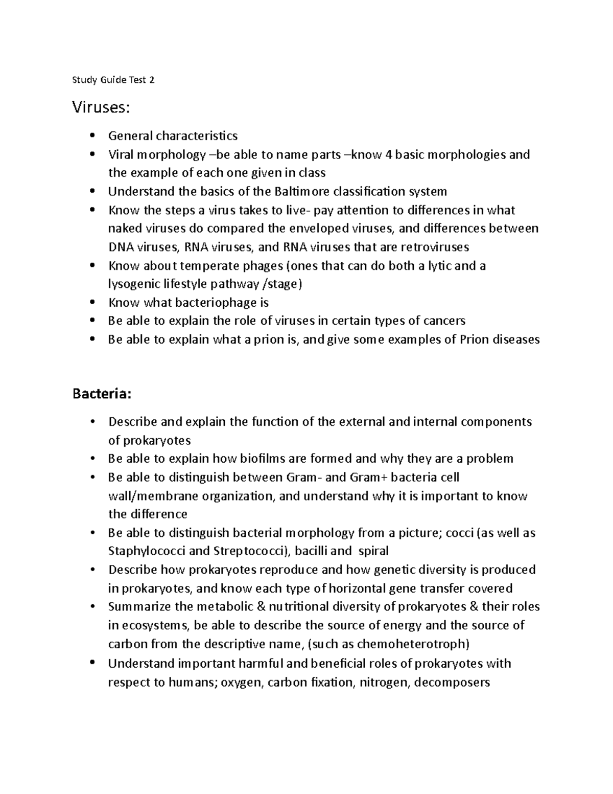 Study Guide for Exam 2-3 - Study Guide Test 2 Viruses: General ...