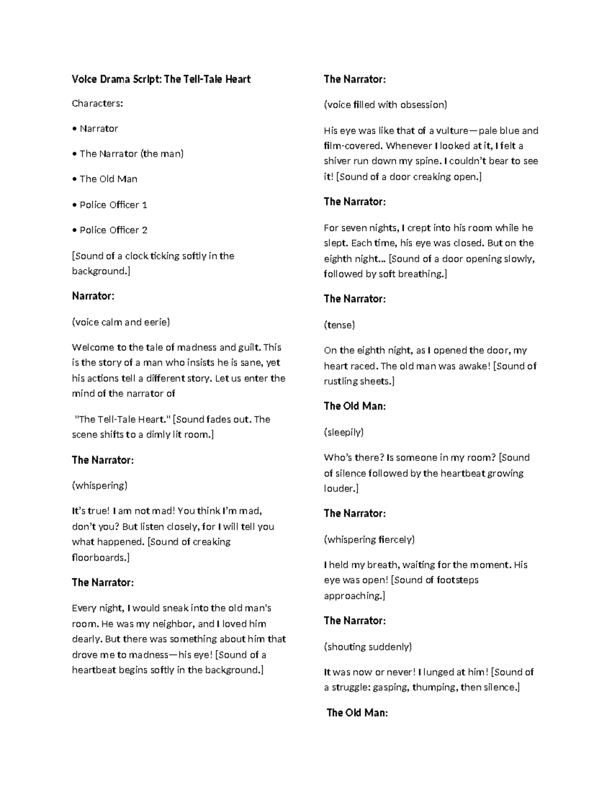 Voice-Drama-Script - None - Voice Drama Script: The Tell-Tale Heart ...