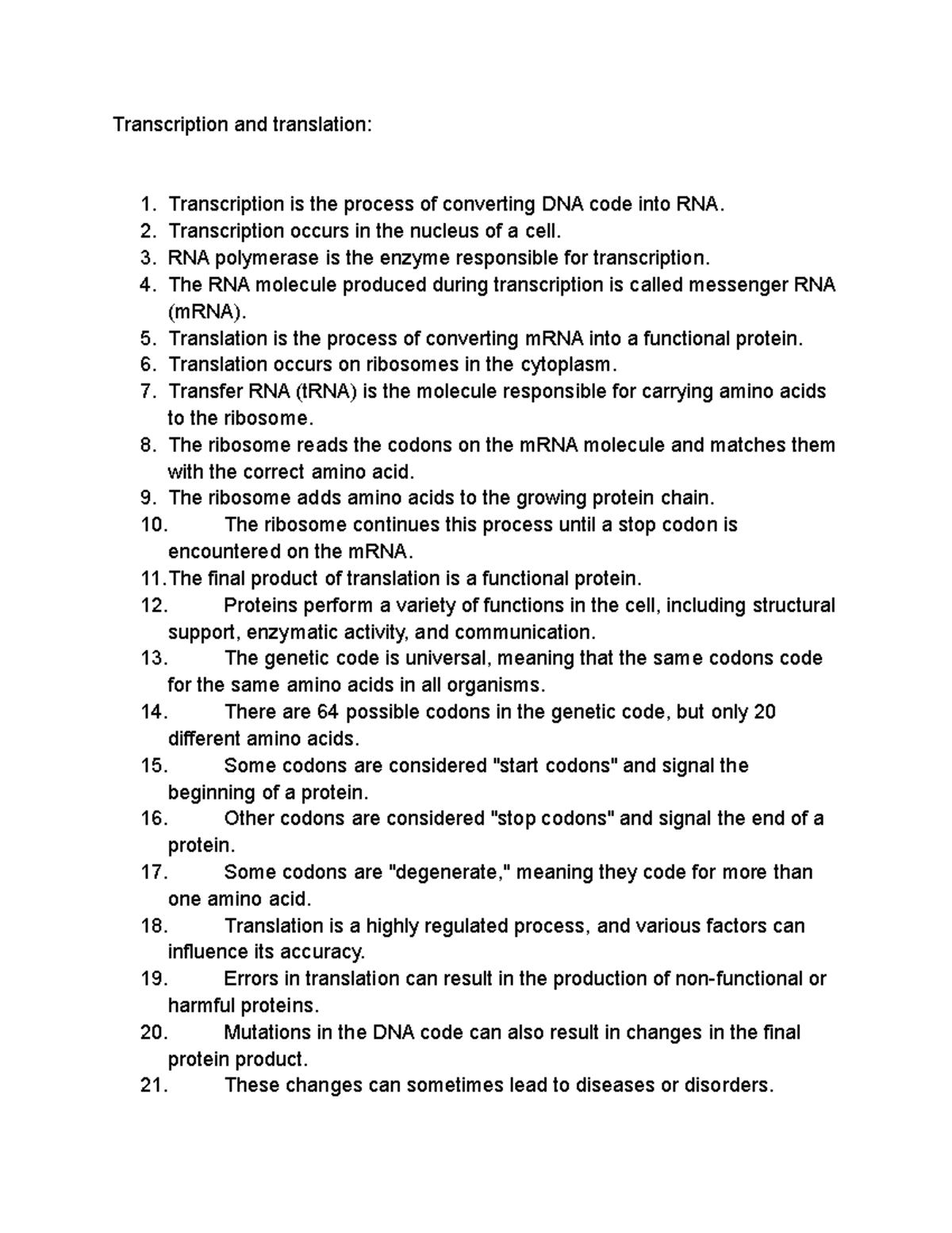 Transcription and translation - Transcription and translation ...
