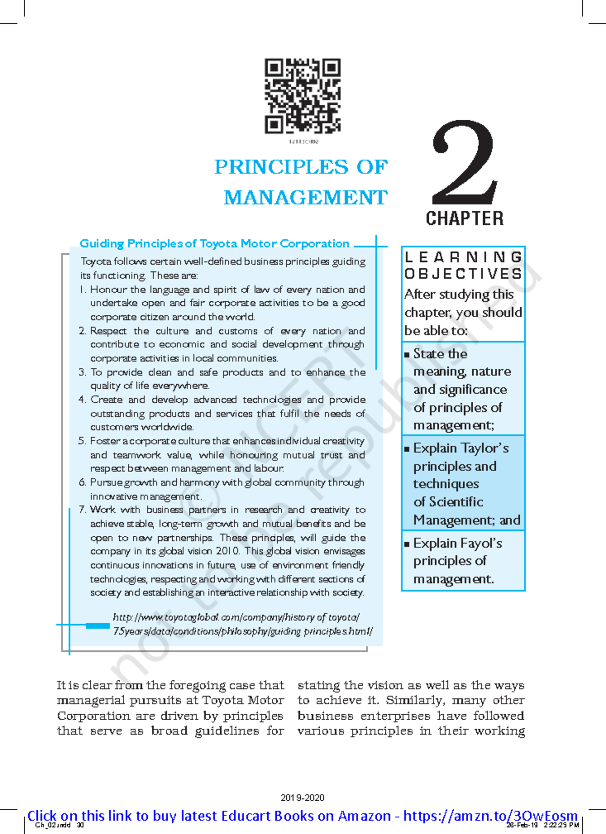 Ch-2 Principles Of Management - 2 PRINCIPLES OF MANAGEMENT CHAPTER ####### L E A R N I N G ...