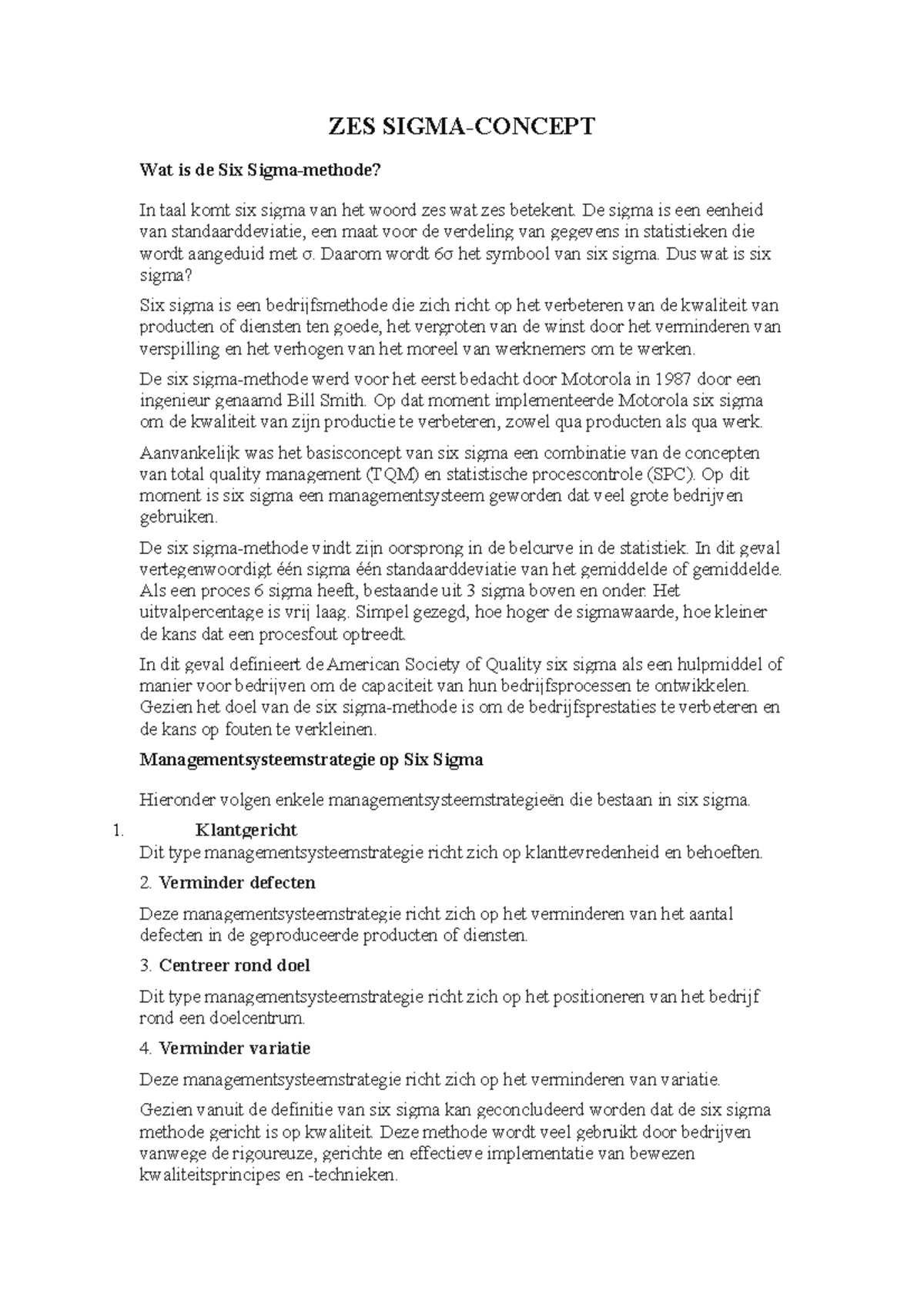 SIX Sigma Concept - ZES SIGMA-CONCEPT Wat is de Six Sigma-methode? In ...