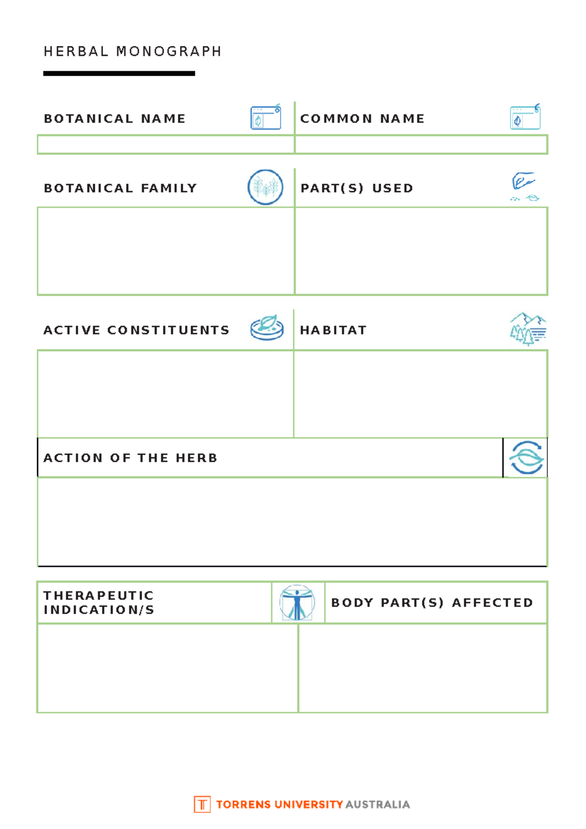 HMM Herbal Monograph Template - H E R B A L M O N O G RA P H B O TA N I ...