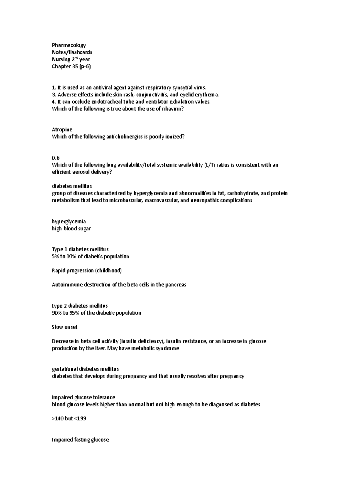 Pharmacology chapter 35 (p-6) - Pharmacology Notes/flashcards Nursing ...