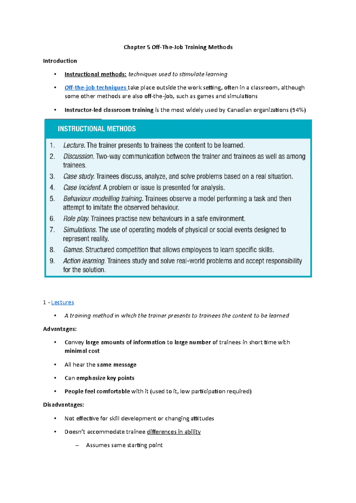 Ch-5 - Ch-5 - Chapter 5 Off-The-Job Training Methods Introduction ...