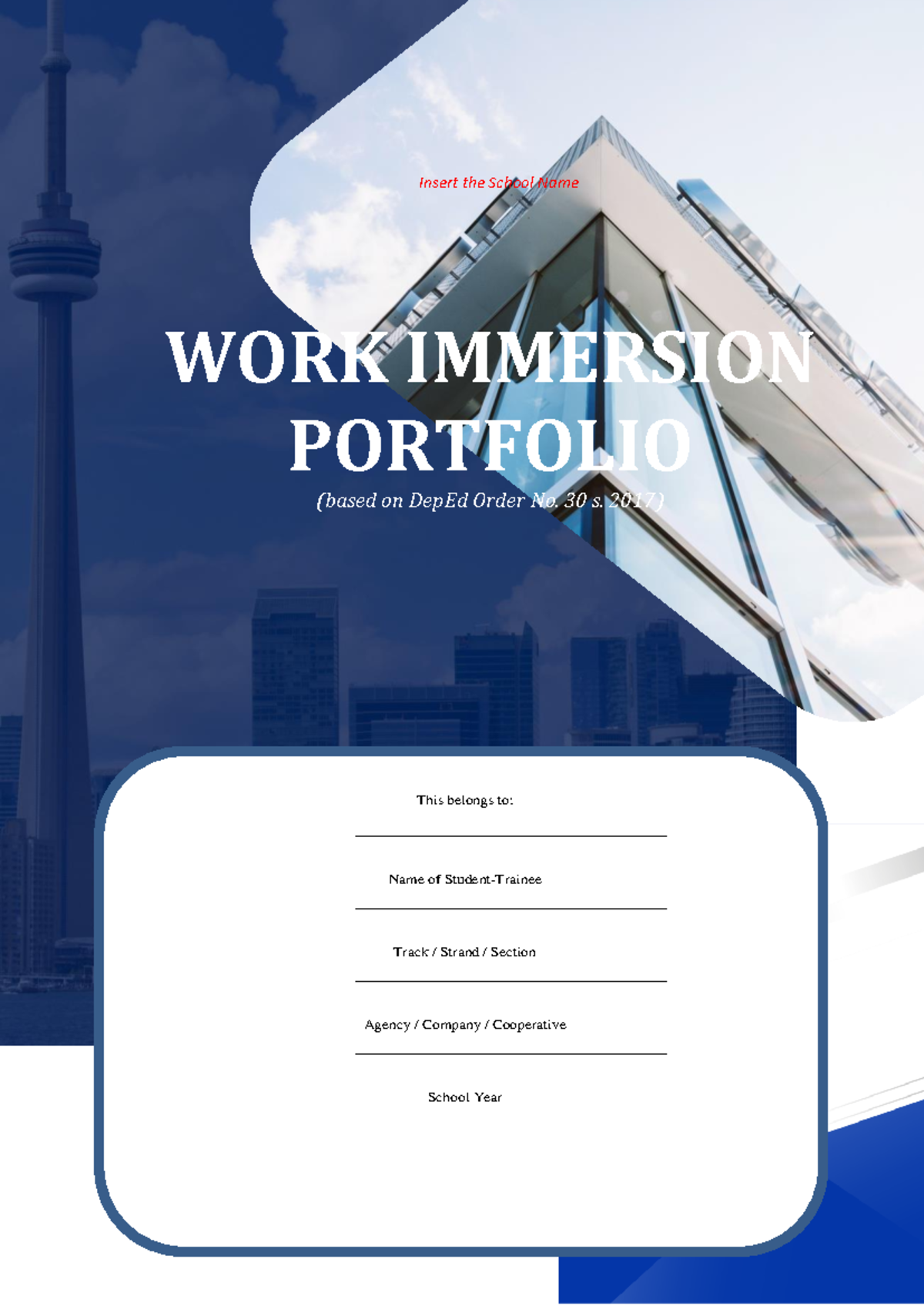 Portfolio work immersion 1 2 1 - Insert the School Name WORK IMMERSION ...