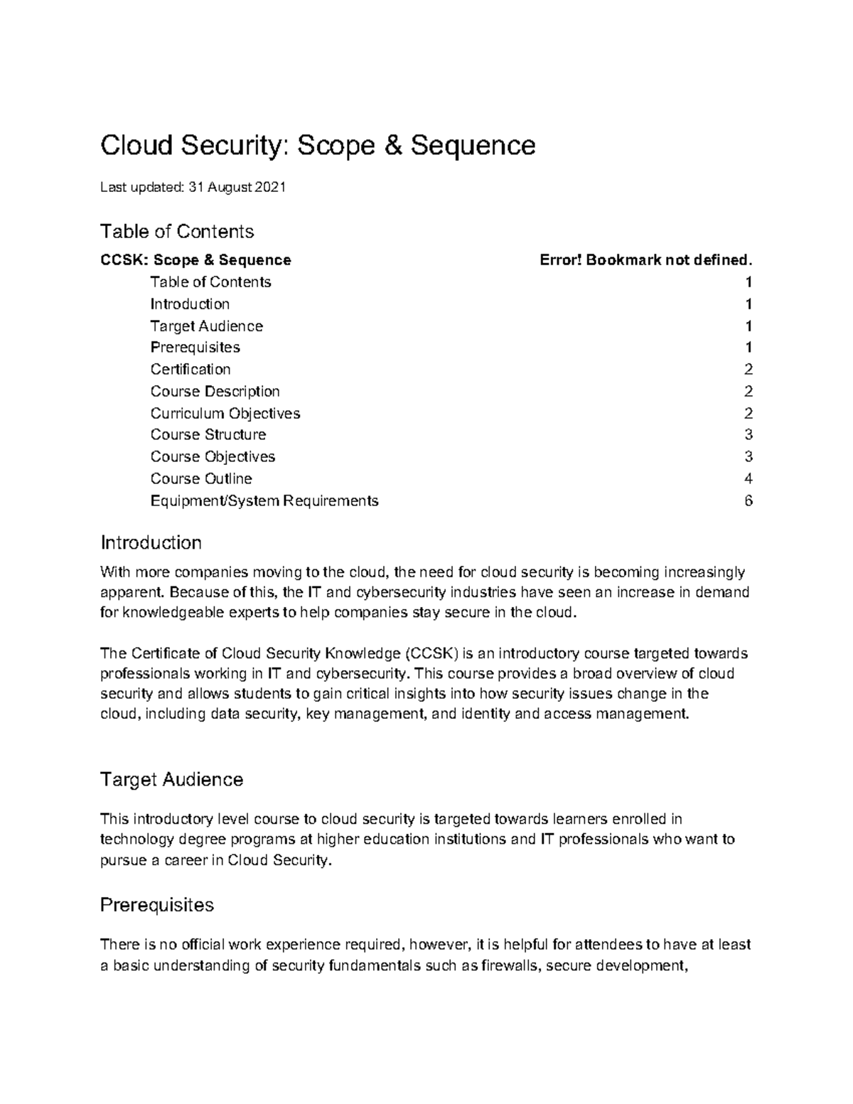Cloud security 1 - fgfg - Cloud Security: Scope & Sequence Last updated ...
