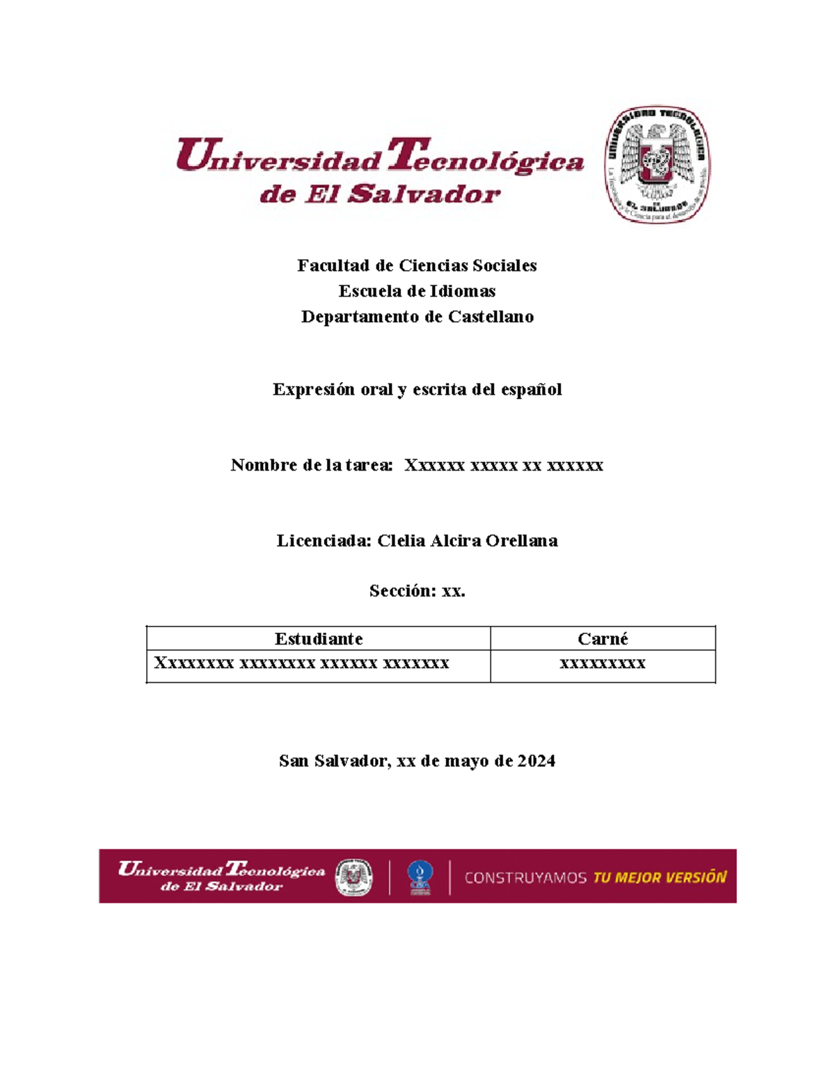 Portada individual modelo EXOE- Ciclo 01-2023 (1) - Expresion Oral y ...