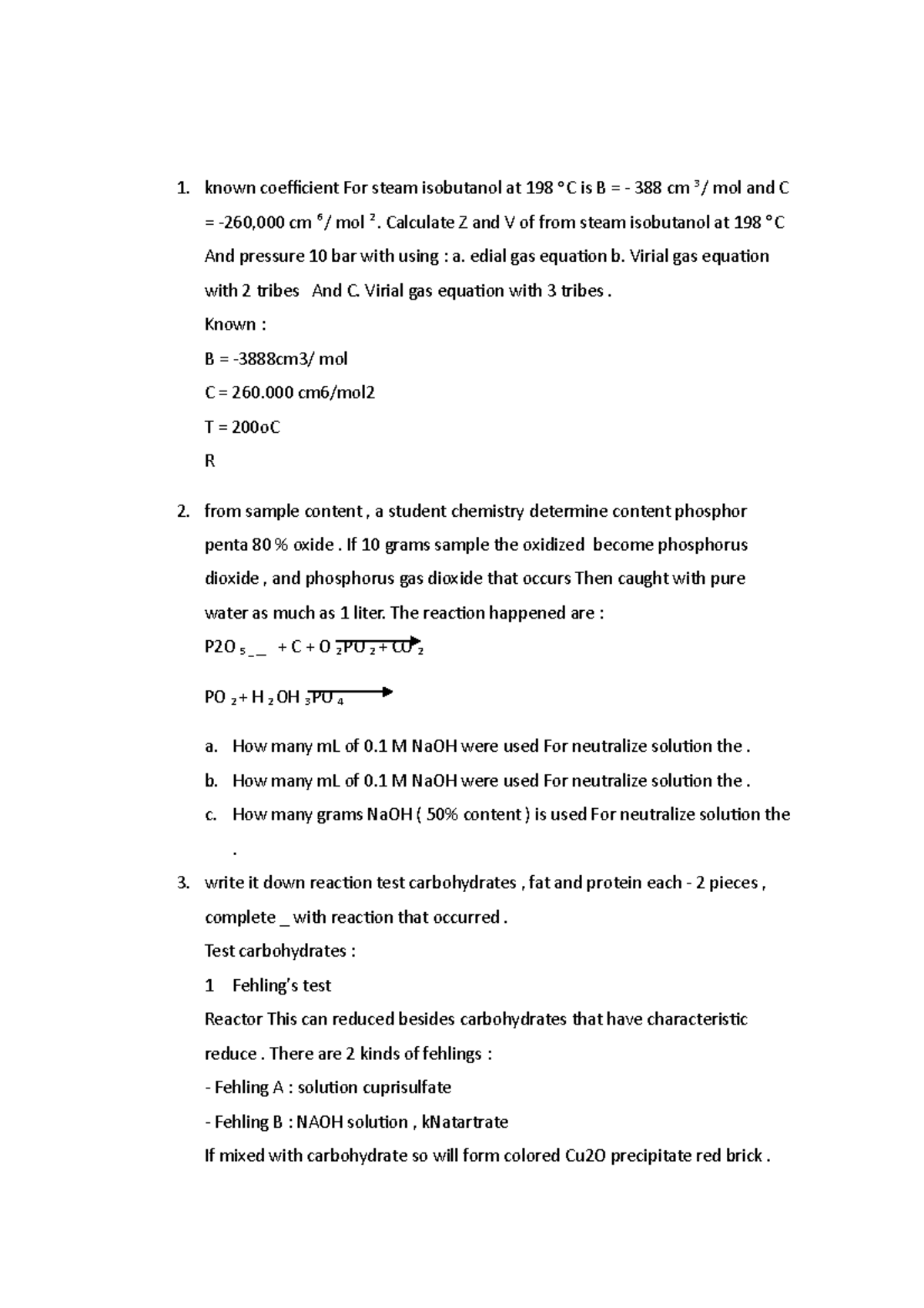 Phosphorus gas dioxide - known coefficient For steam isobutanol at 198 ...