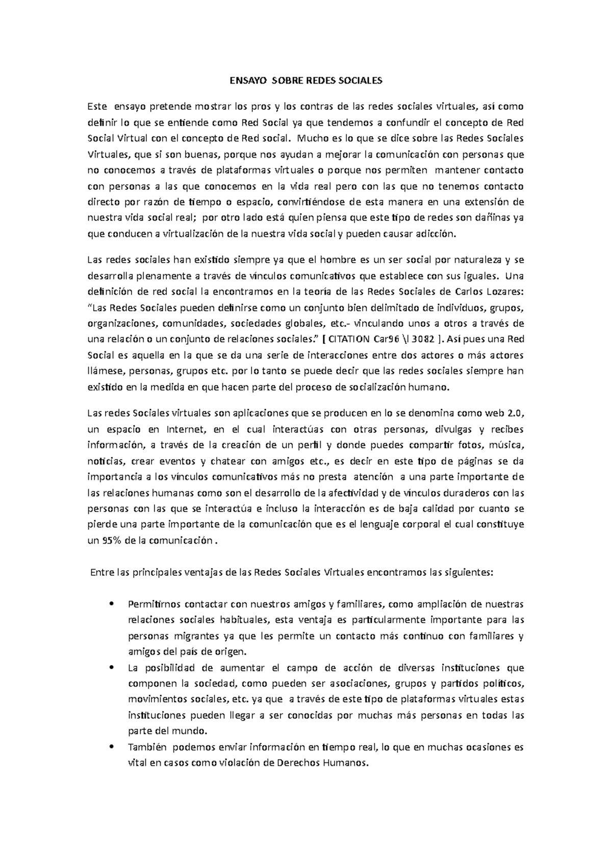 Ensayo Sobre Redes Sociales - ENSAYO SOBRE REDES SOCIALES Este ensayo ...