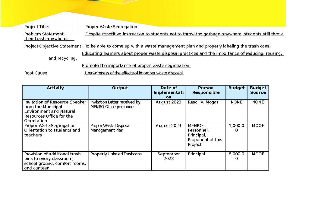 Proper Waste Segregation - Project Title: Proper Waste Segregation ...