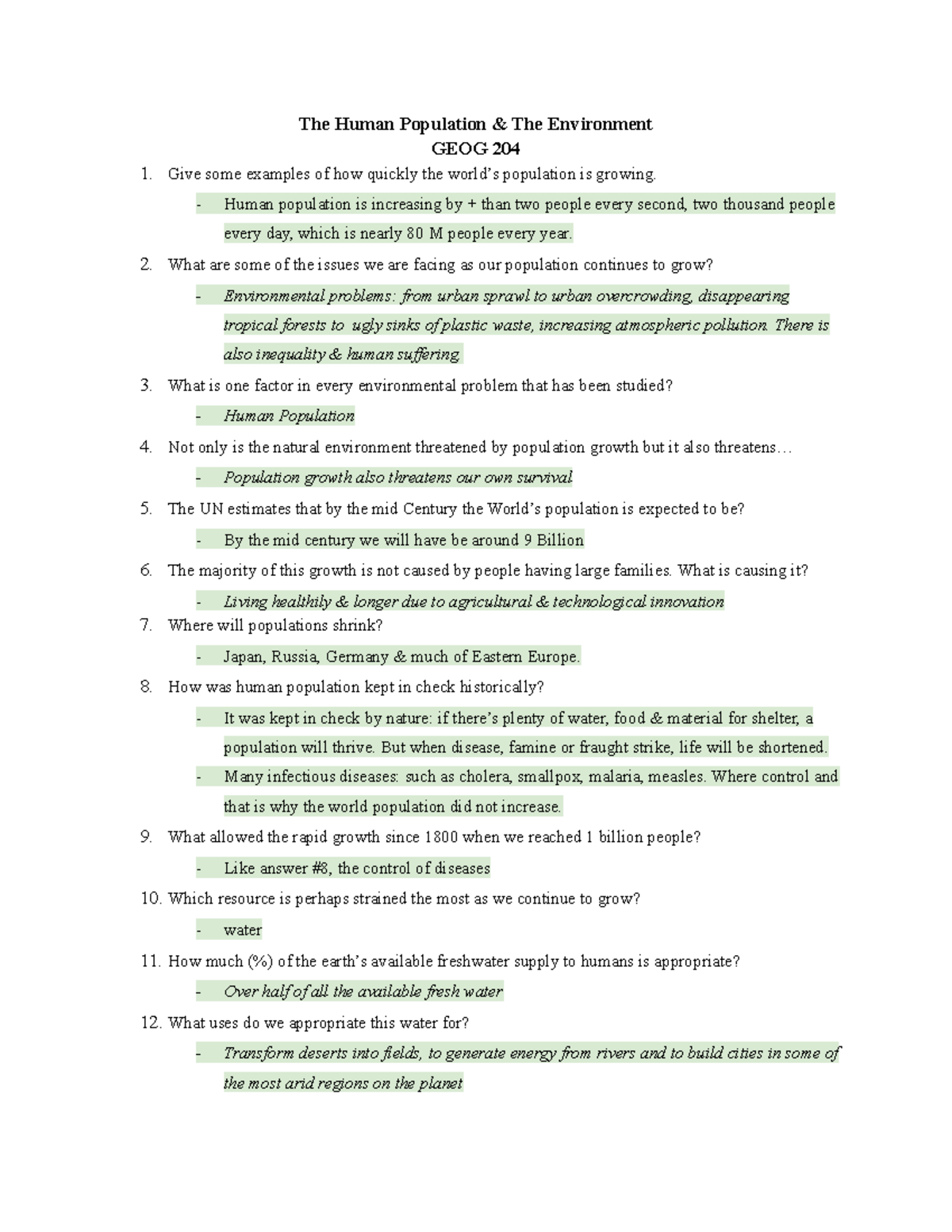 The Human Population & The Environment - The Human Population & The ...