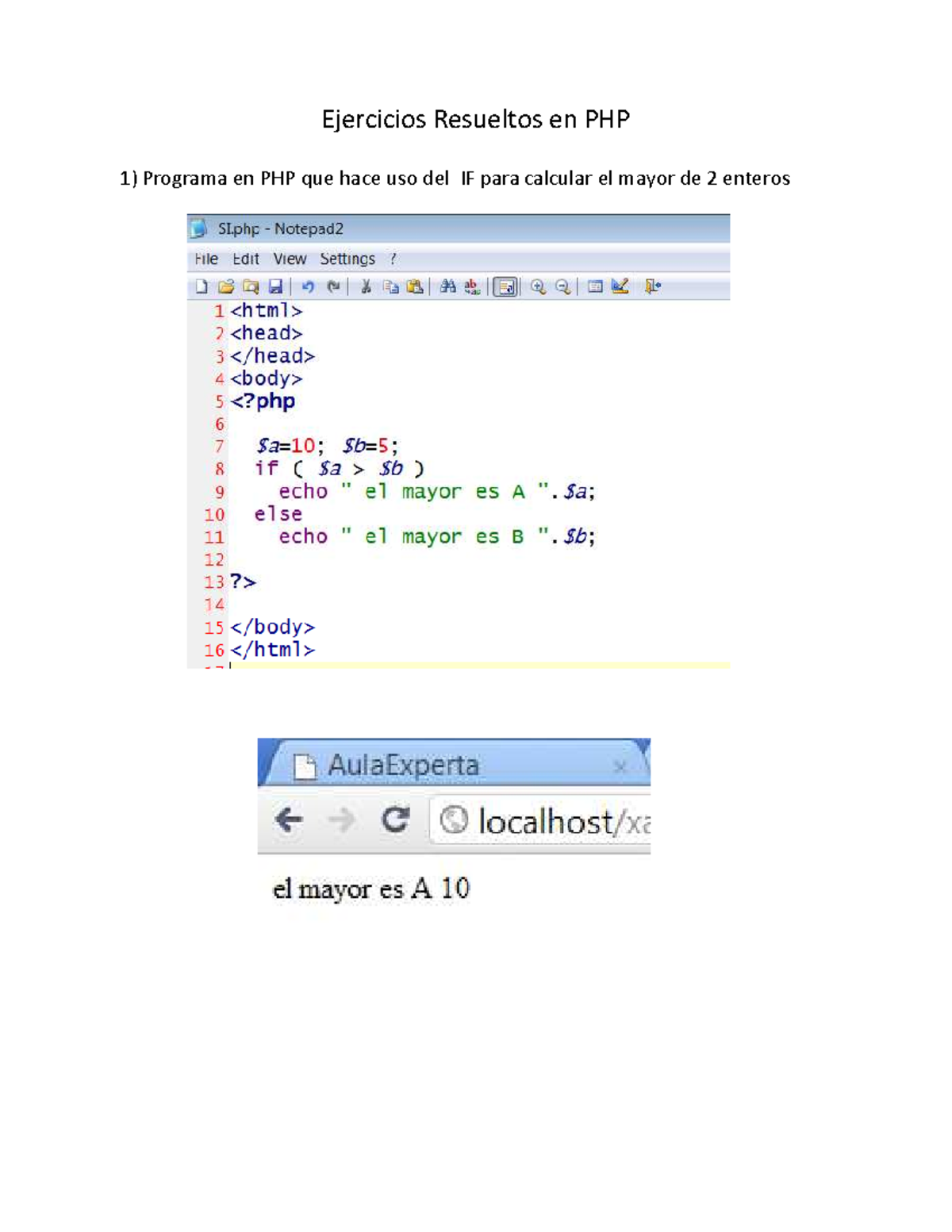 EJERCICIOS DE PROGRAMACION PHP RESUELTOS PARA TODOS - Ejercicios Resueltos en PHP Programa en ...