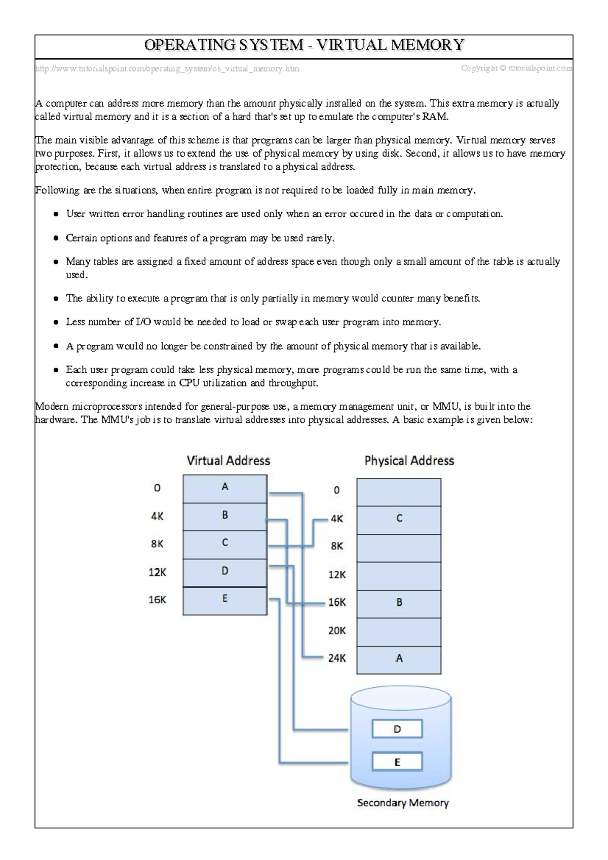Os virtual memory - Summary Operating System Concepts - - Studocu