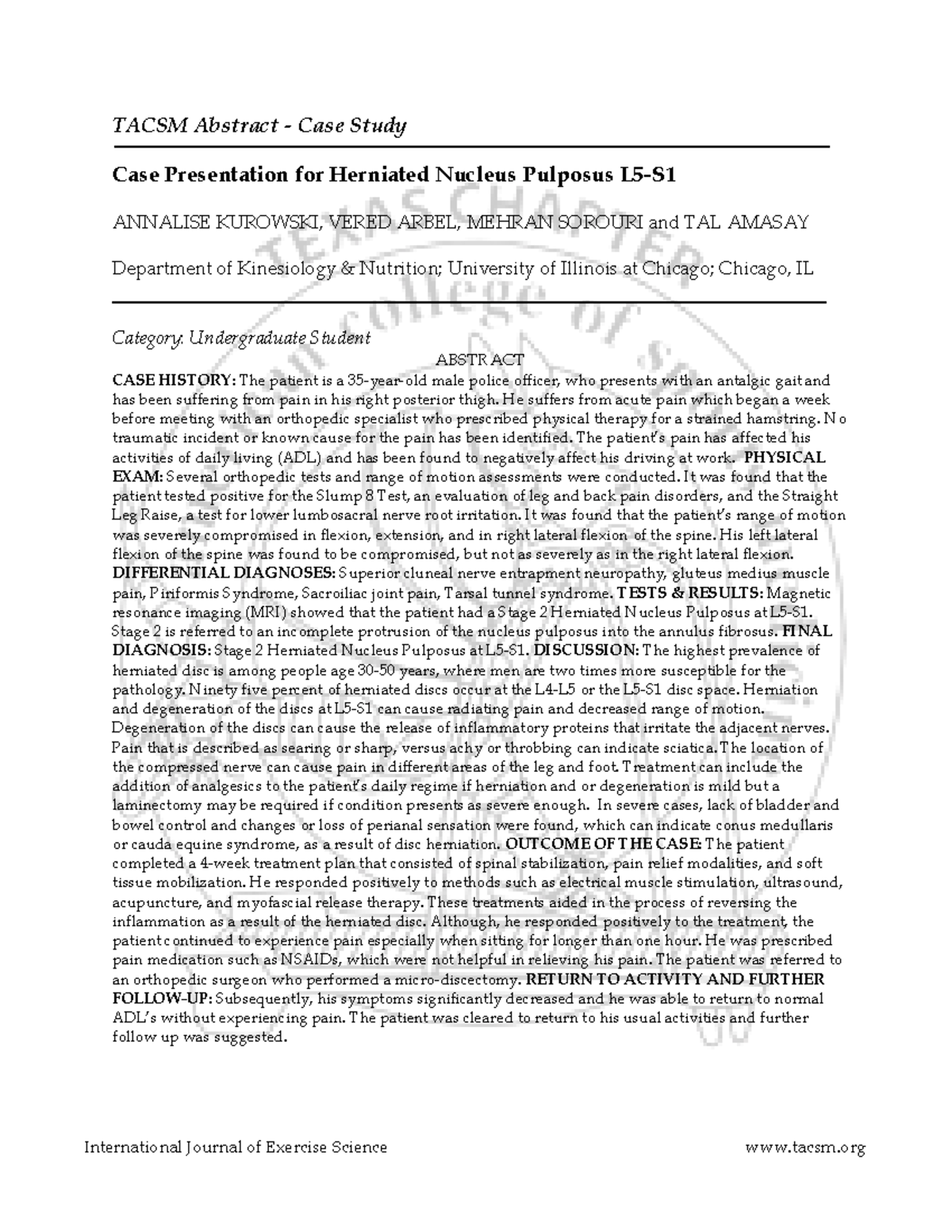 Herniated Nucleus Pulposus L5-S1 - Human resource - Studocu