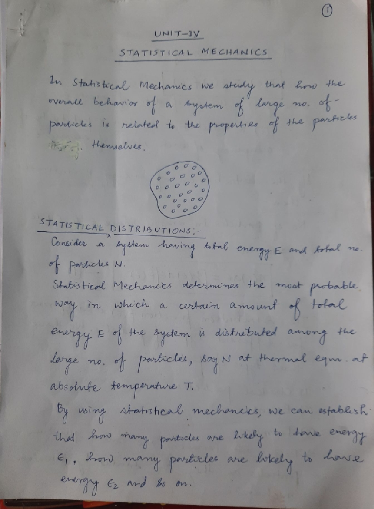 Statistical Mechanics - of particles is related to the properties of ...