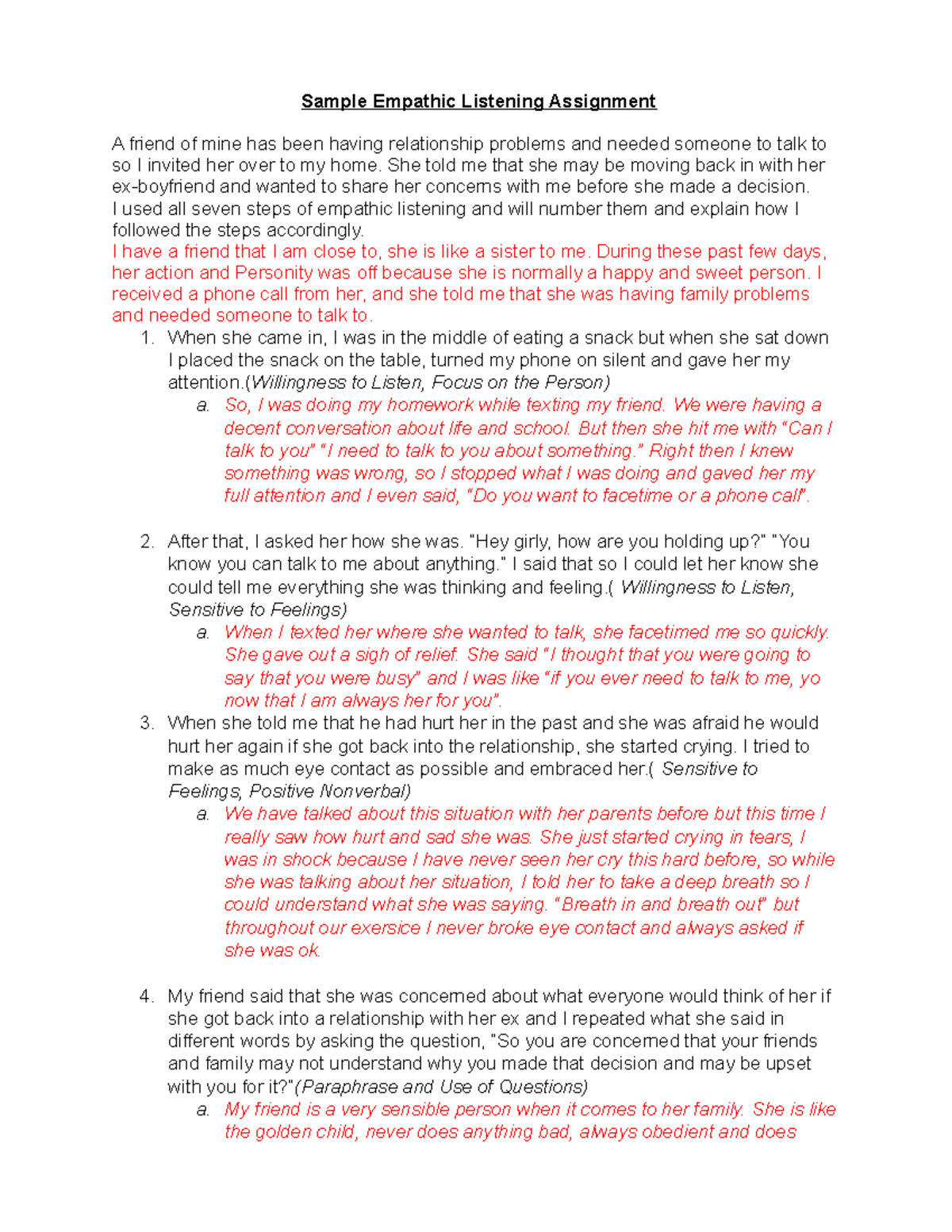 Angela Orozco's 7- Step Empathic Listening Analysis Fall 22 - Sample ...