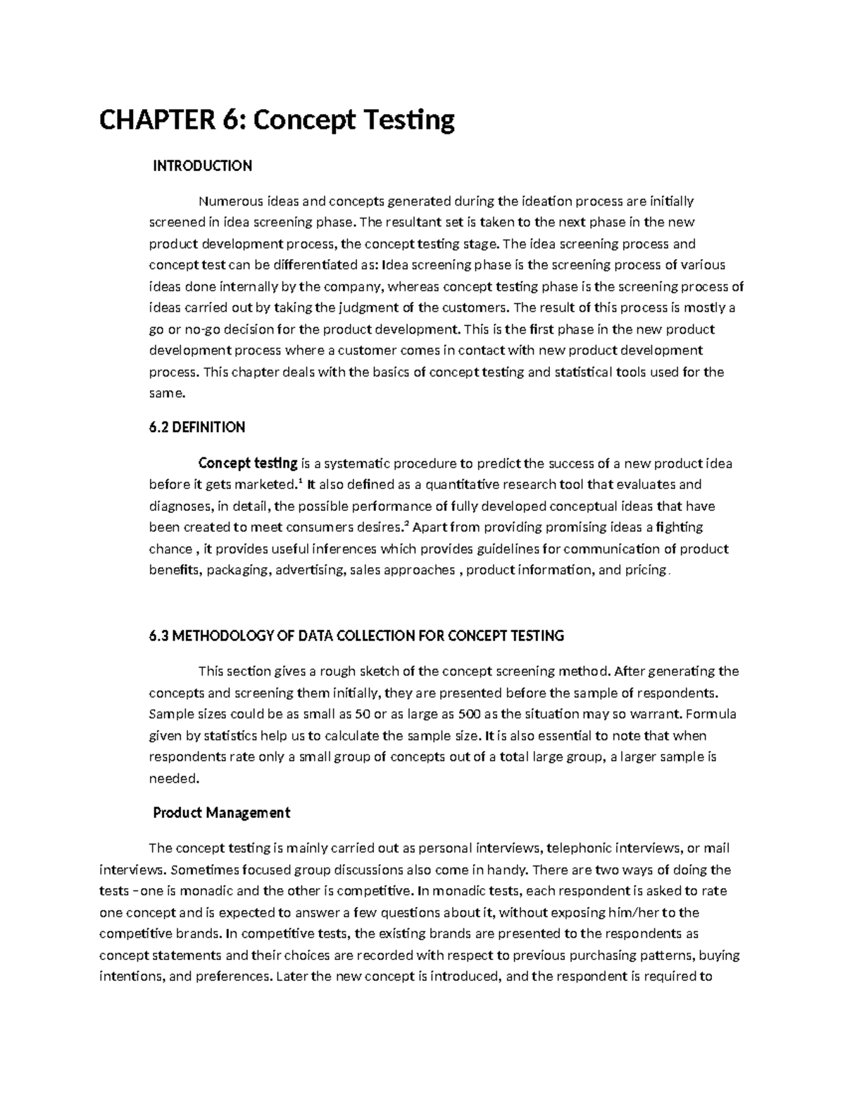 CHAPTER 6: Concept Testing - CHAPTER 6: Concept Testing INTRODUCTION ...