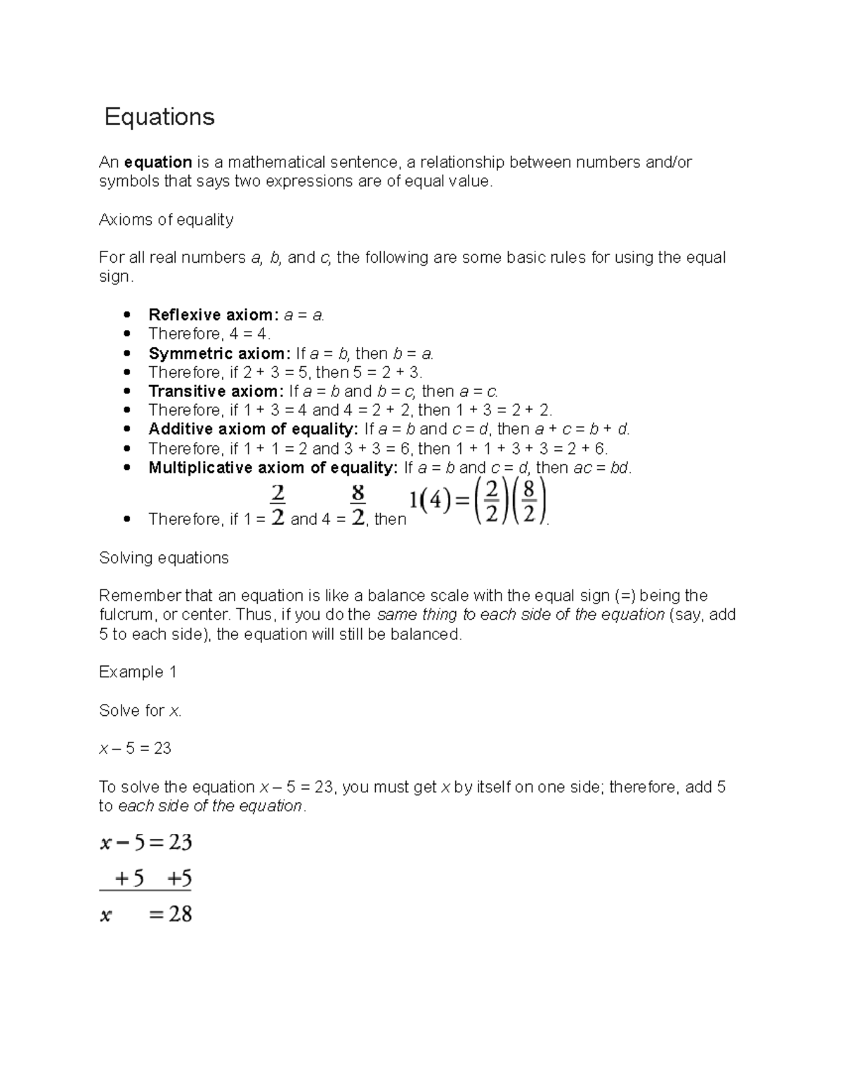 Equations - detailed notes - Equations Ansymbols that says two ...